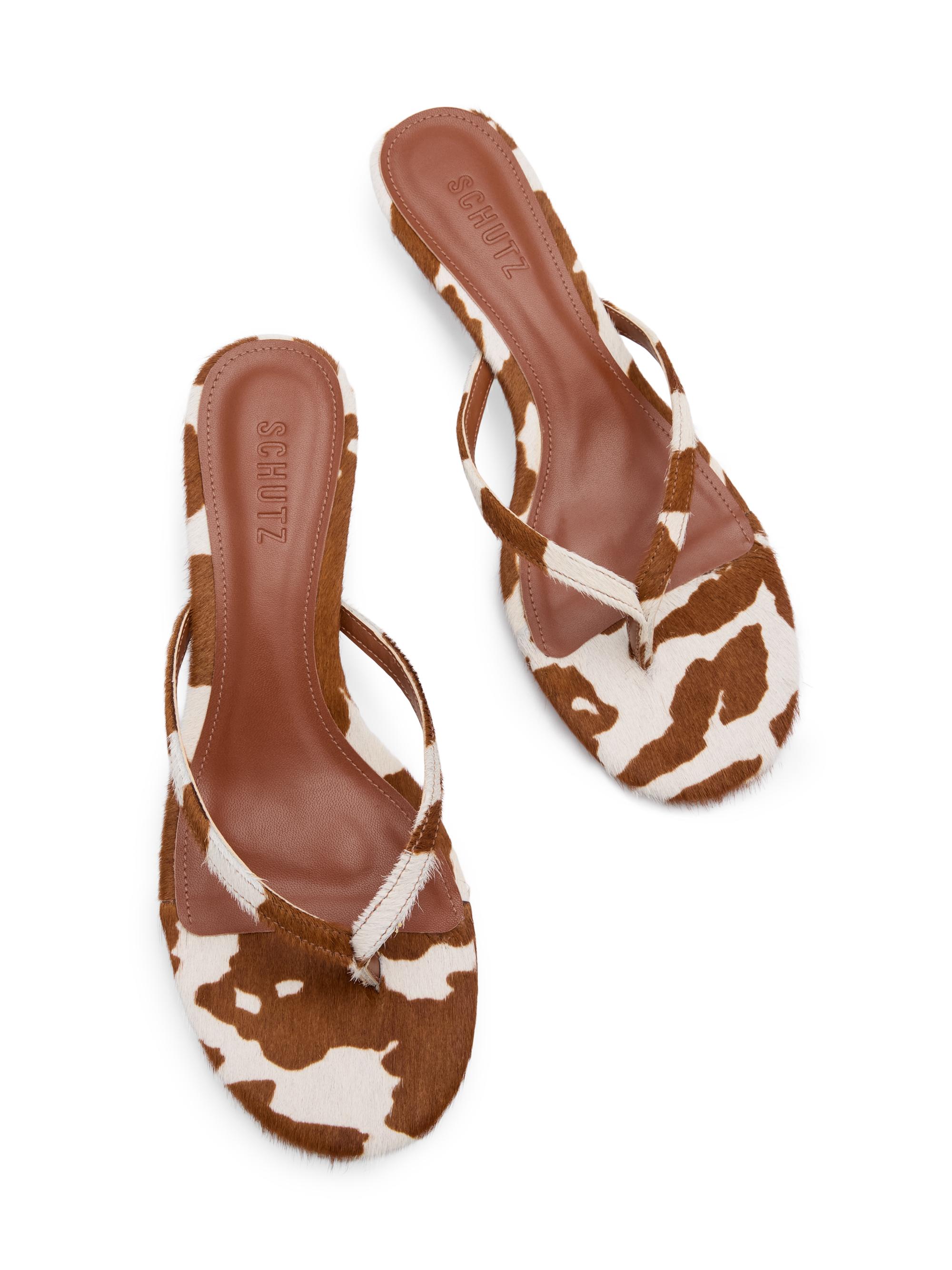 Schutz Carolyn 50MM Printed Hair-on-Hide Sandals | Saks Fifth Avenue