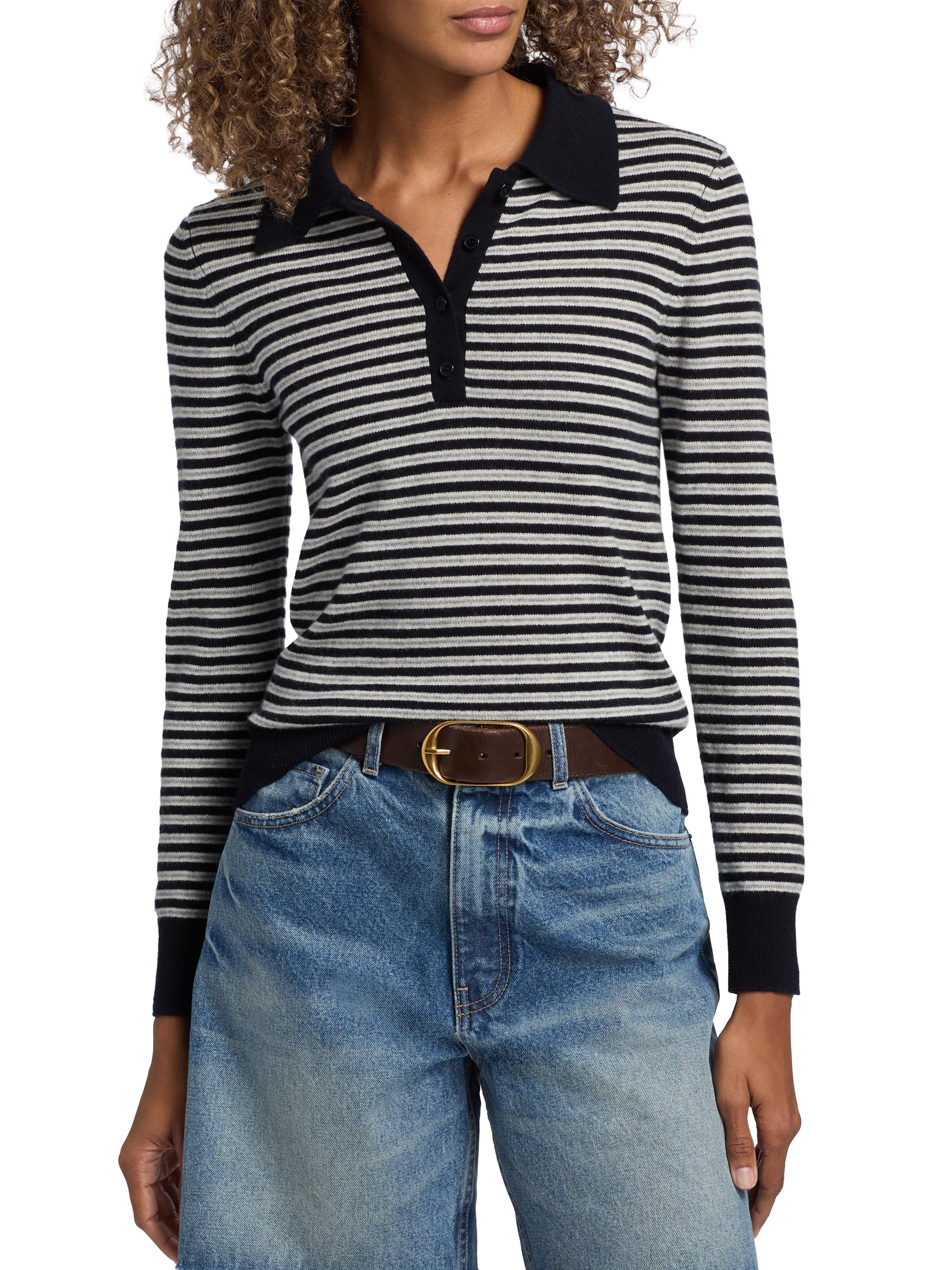 Nili Lotan Prescott Stripe Cashmere Polo Sweater | Saks Fifth Avenue