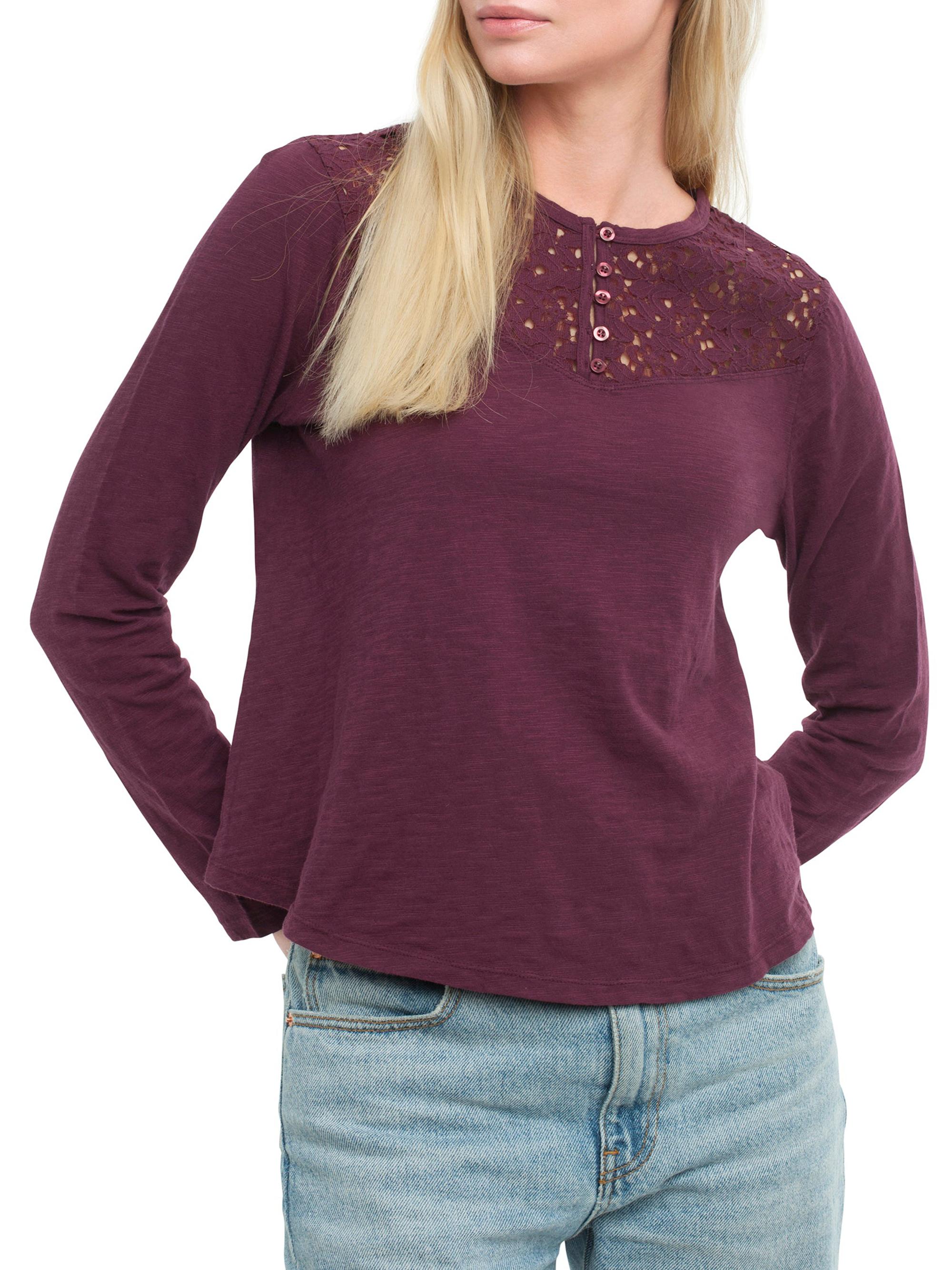 Wilt Lace Yoke Henley Tee | Saks Fifth Avenue
