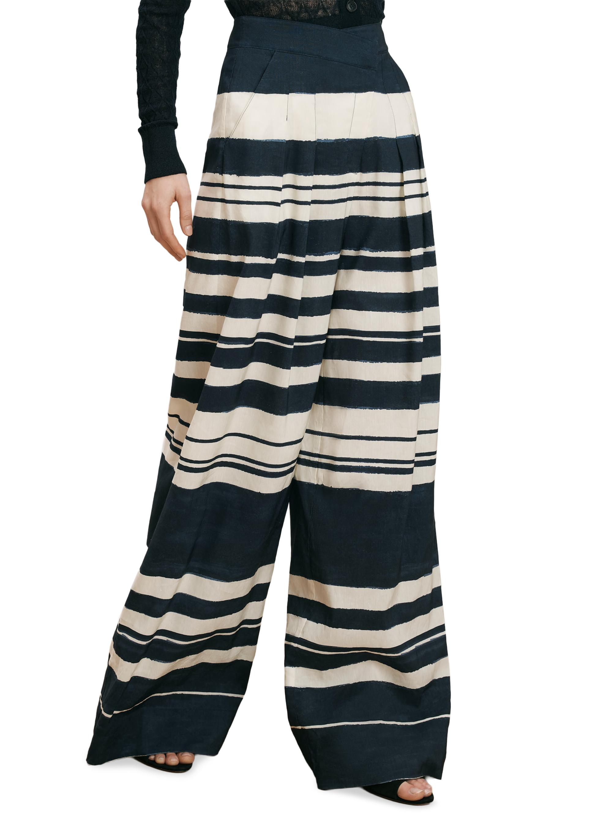 Veronica Beard Heron Striped Linen-Blend Wide-Leg Pants | Saks Fifth Avenue