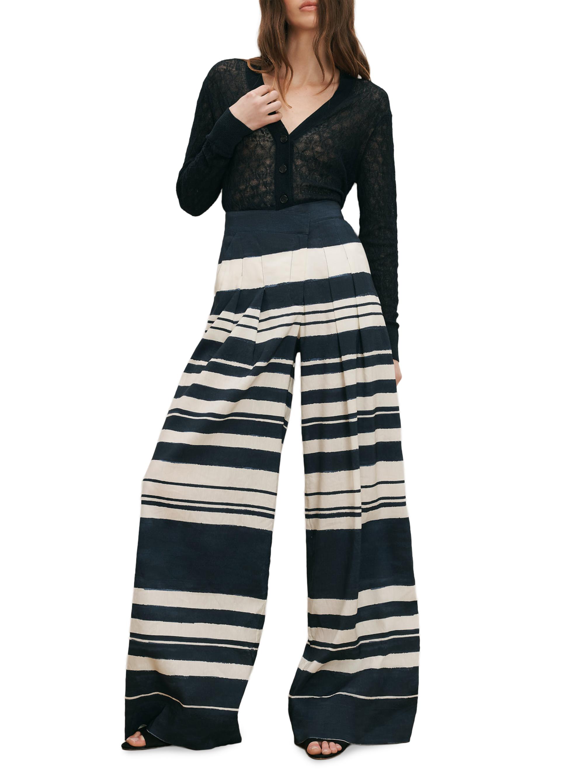 Veronica Beard Heron Striped Linen-Blend Wide-Leg Pants | Saks Fifth Avenue