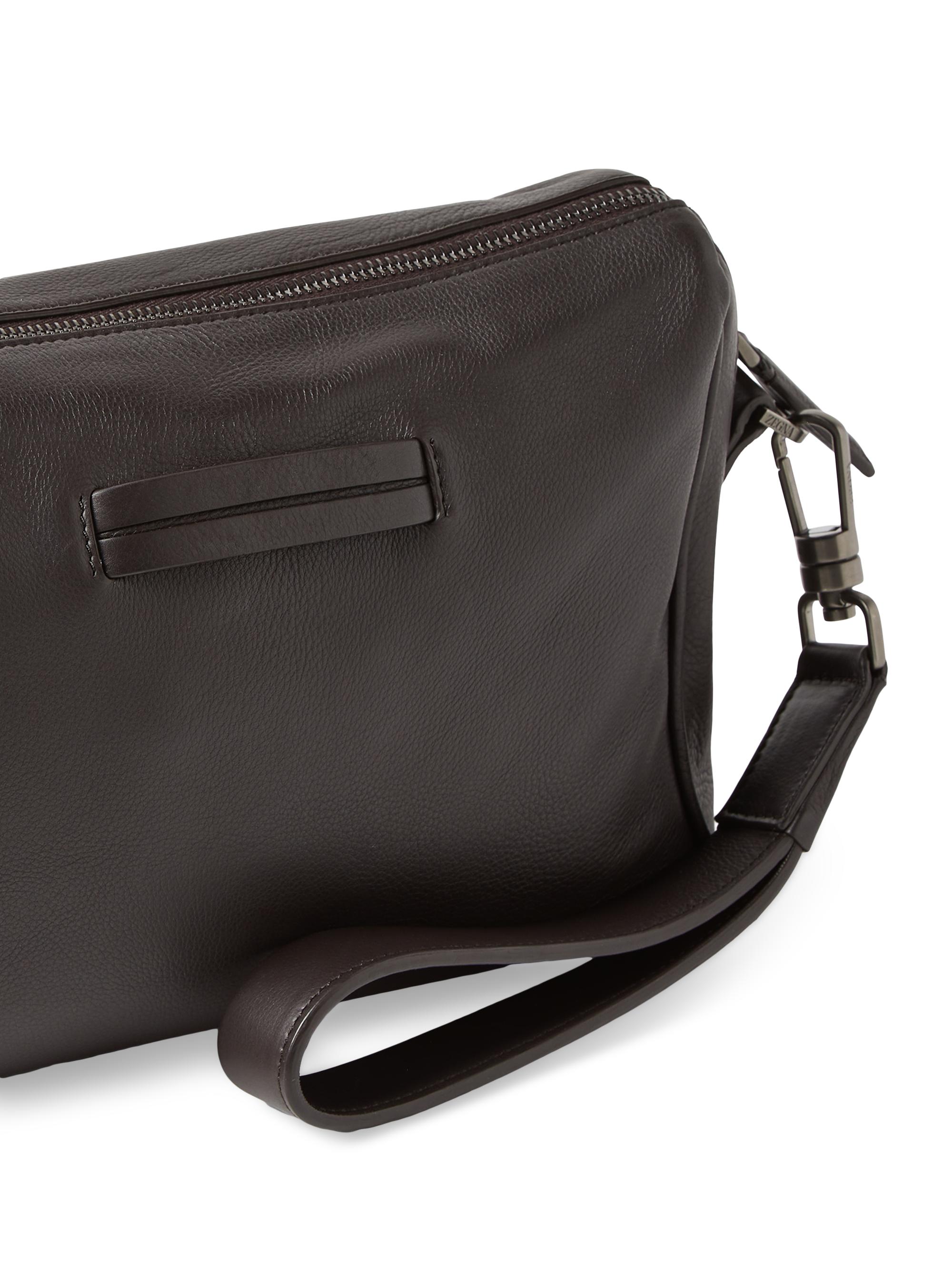ZEGNA Secondskin Leather Pouch | Saks Fifth Avenue