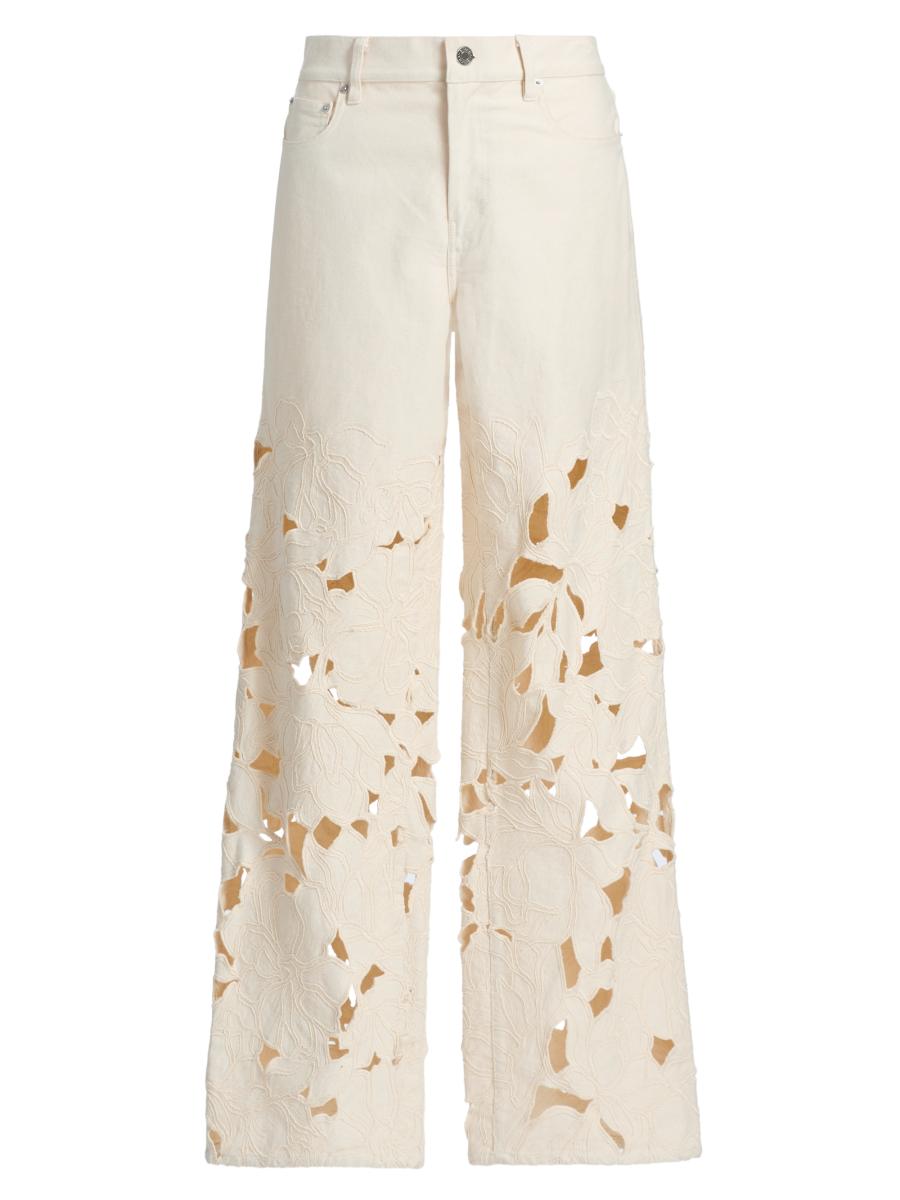 SIMKHAI Betty Floral Cut Out Straight-Leg Jeans | Saks Fifth Avenue