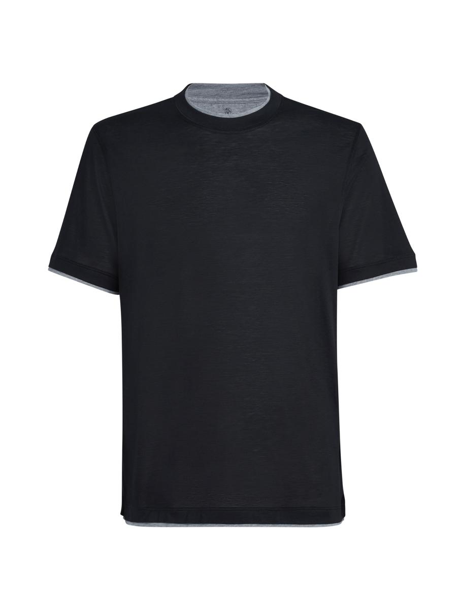 Brunello Cucinelli Silk and Cotton Jersey Crew Neck T-Shirt | Saks ...