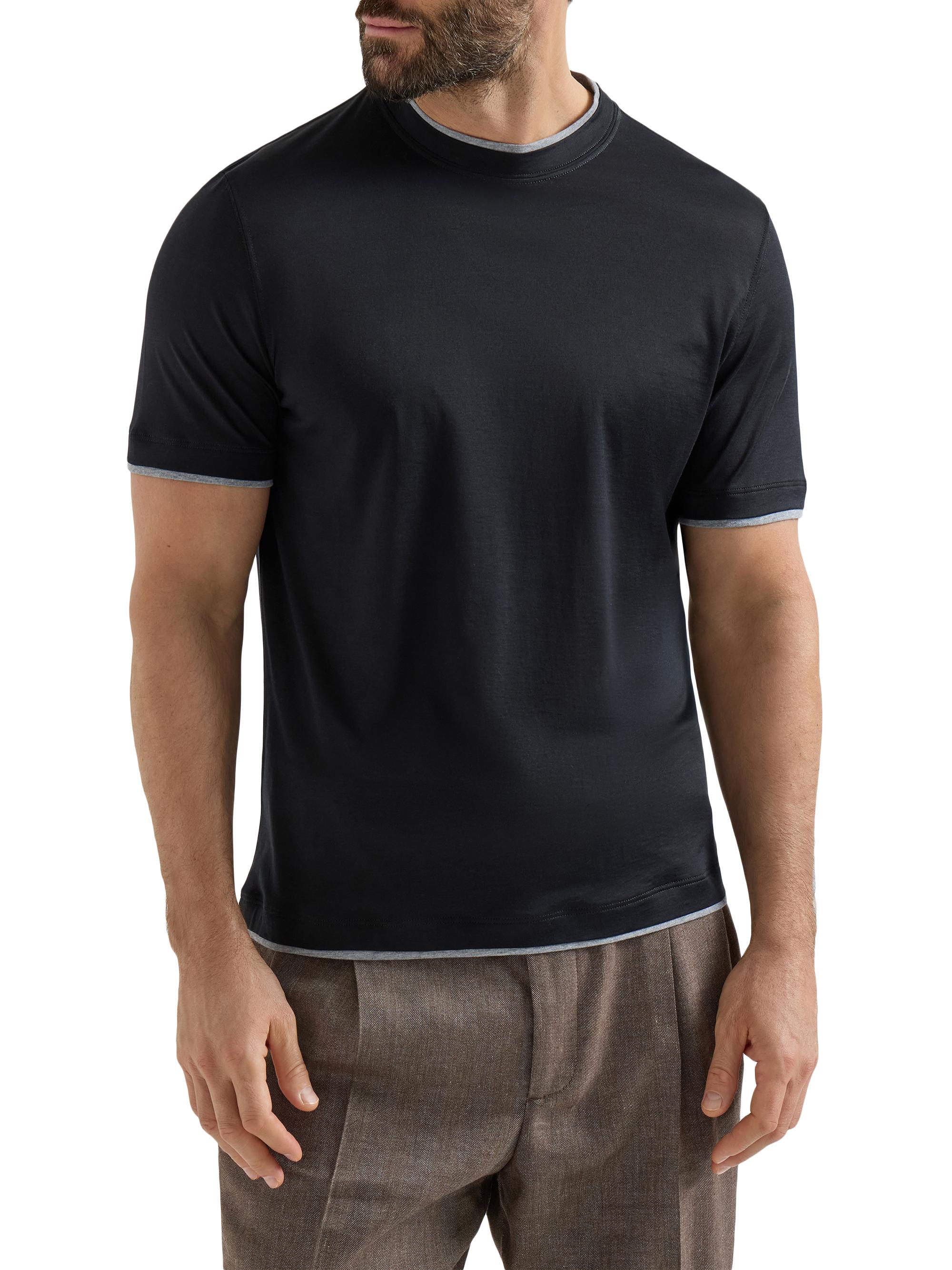 Brunello Cucinelli Silk and Cotton Jersey Crew Neck T-Shirt | Saks ...