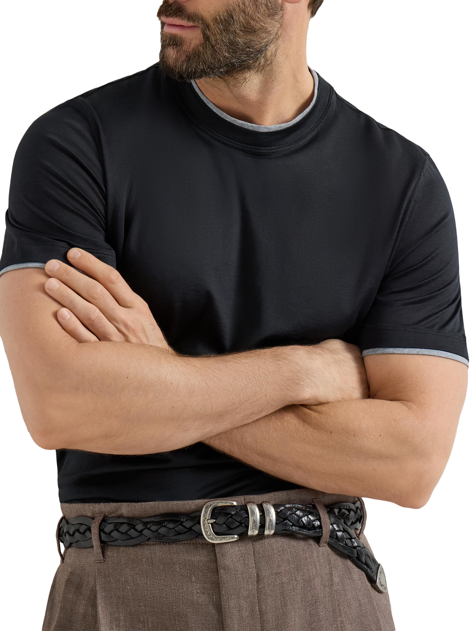 Brunello Cucinelli Silk and Cotton Jersey Crew Neck T-Shirt | Saks ...