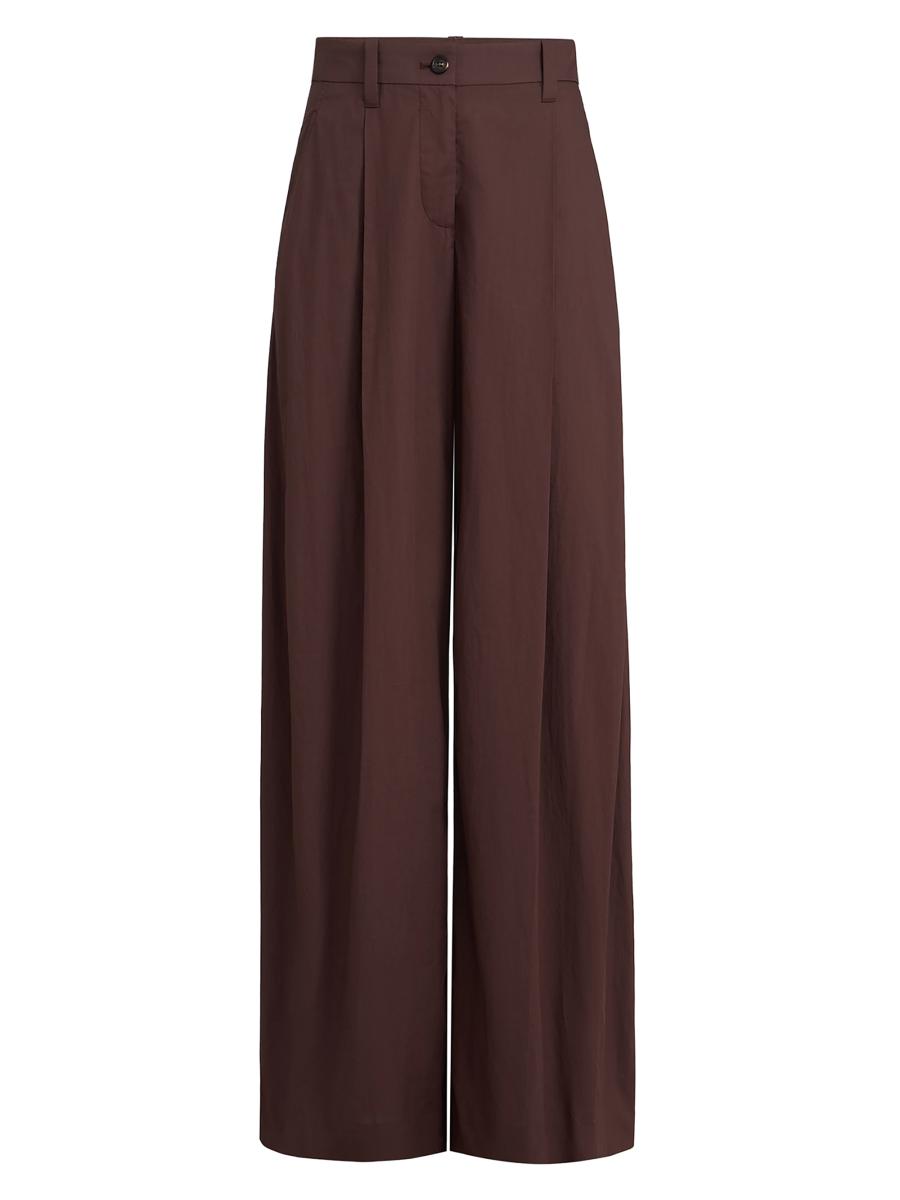 Brunello Cucinelli Lightweight Poplin Wide Trousers with Monili | Saks ...