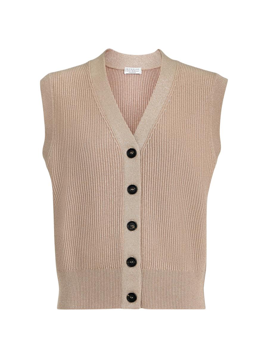 Brunello Cucinelli Sparkling Cashmere Rib Knit Sweater Vest | Saks ...