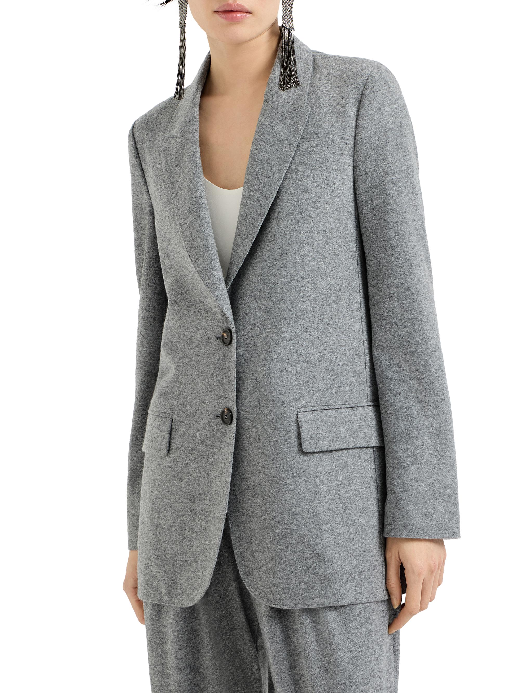 Brunello Cucinelli Cashmere Jersey Deconstructed Blazer with Monili ...