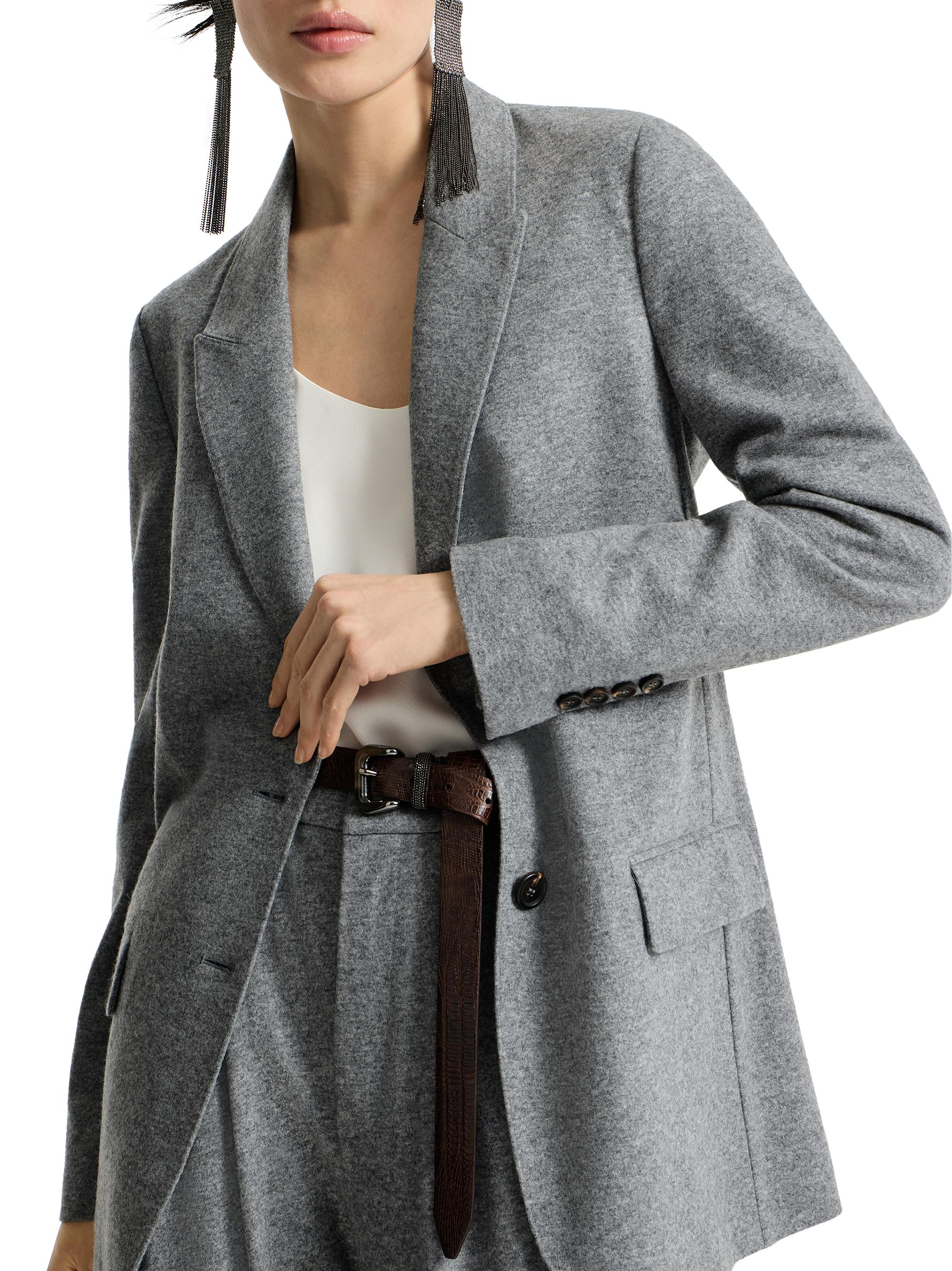 Brunello Cucinelli Cashmere Jersey Deconstructed Blazer with Monili ...