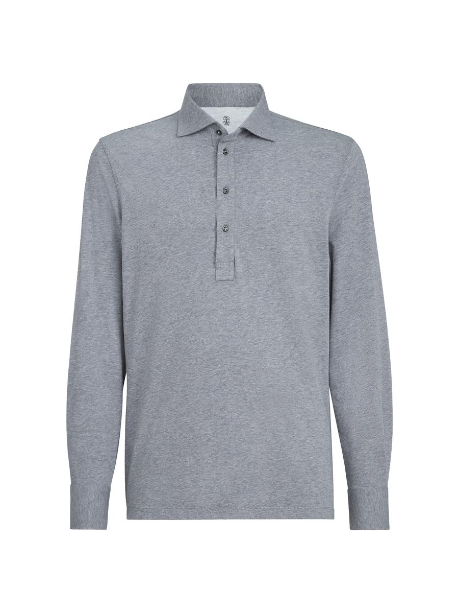 Brunello Cucinelli Cotton Jersey Long Sleeve Polo Shirt | Saks Fifth Avenue