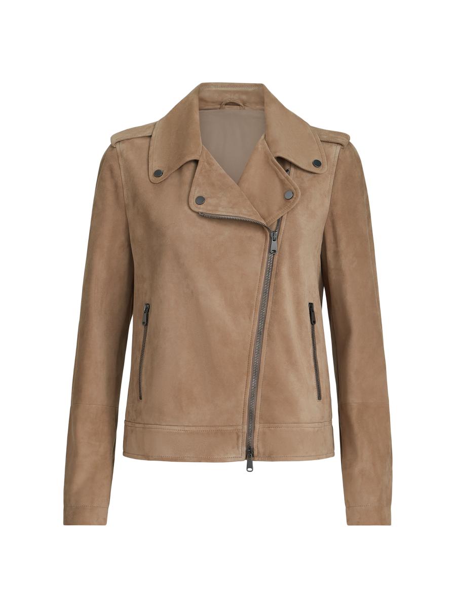 Brunello Cucinelli Suede Biker Jacket with Monili | Saks Fifth Avenue