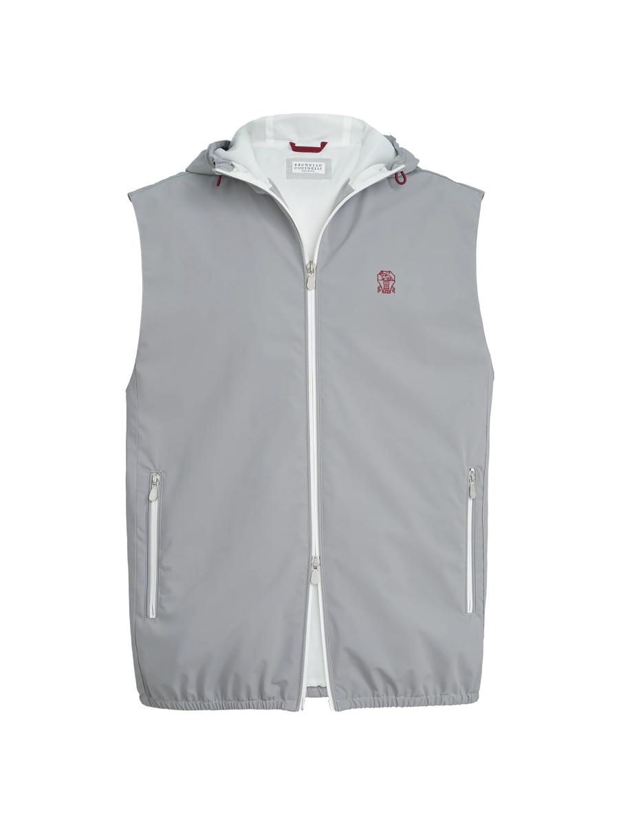 Brunello Cucinelli Bonded Nylon Hooded Vest with Logo | Saks Fifth Avenue