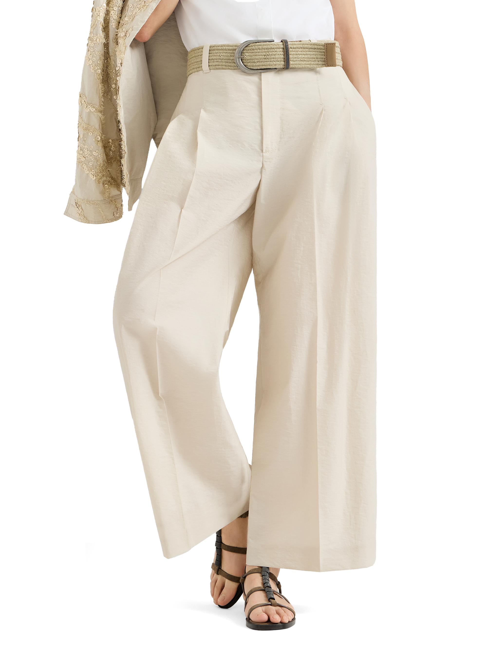 Brunello Cucinelli Techno Cotton Poplin A-Line Trousers with Monili ...