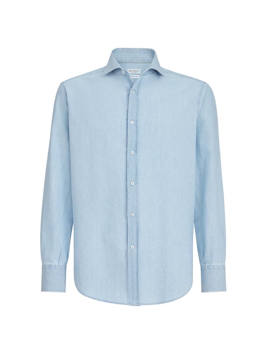 Brunello Cucinelli Denim Effect Chambray Basic Fit Shirt | Saks Fifth ...