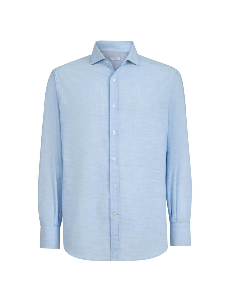 Brunello Cucinelli Lightweight Oxford Basic Fit Shirt with Spread ...