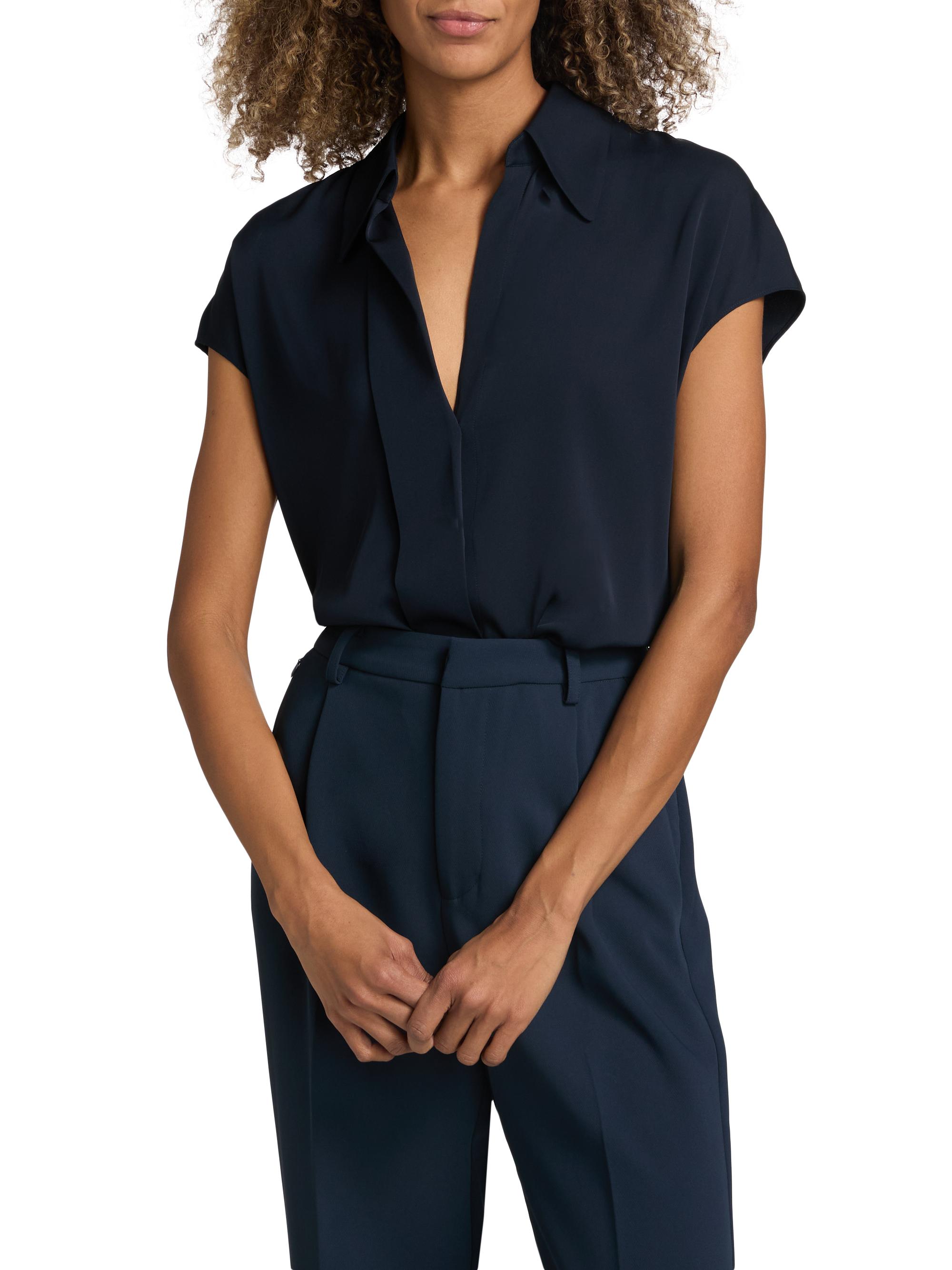 Vince Hidden Placket Cap-Sleeve Blouse | Saks Fifth Avenue