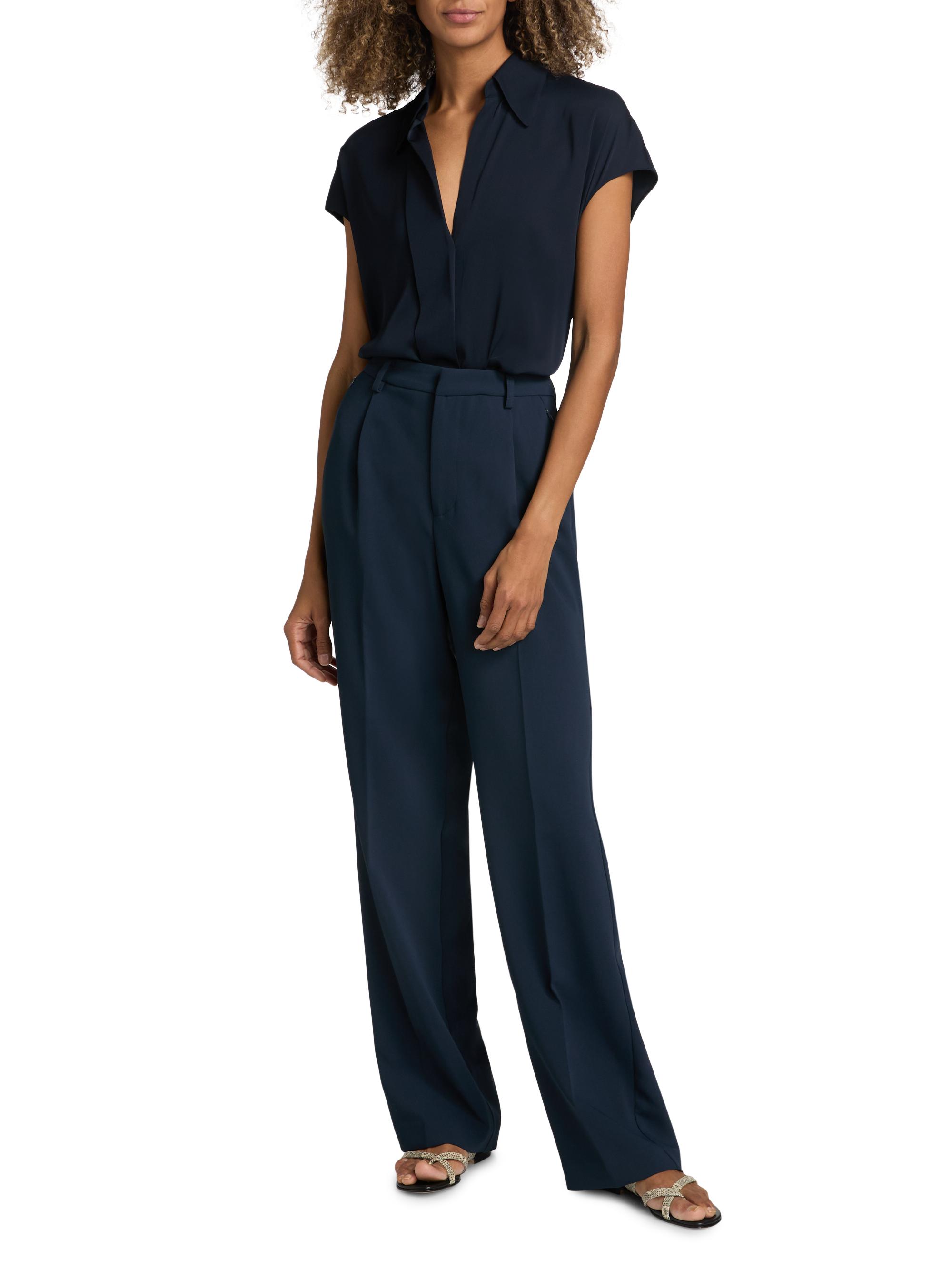 Vince Hidden Placket Cap-Sleeve Blouse | Saks Fifth Avenue