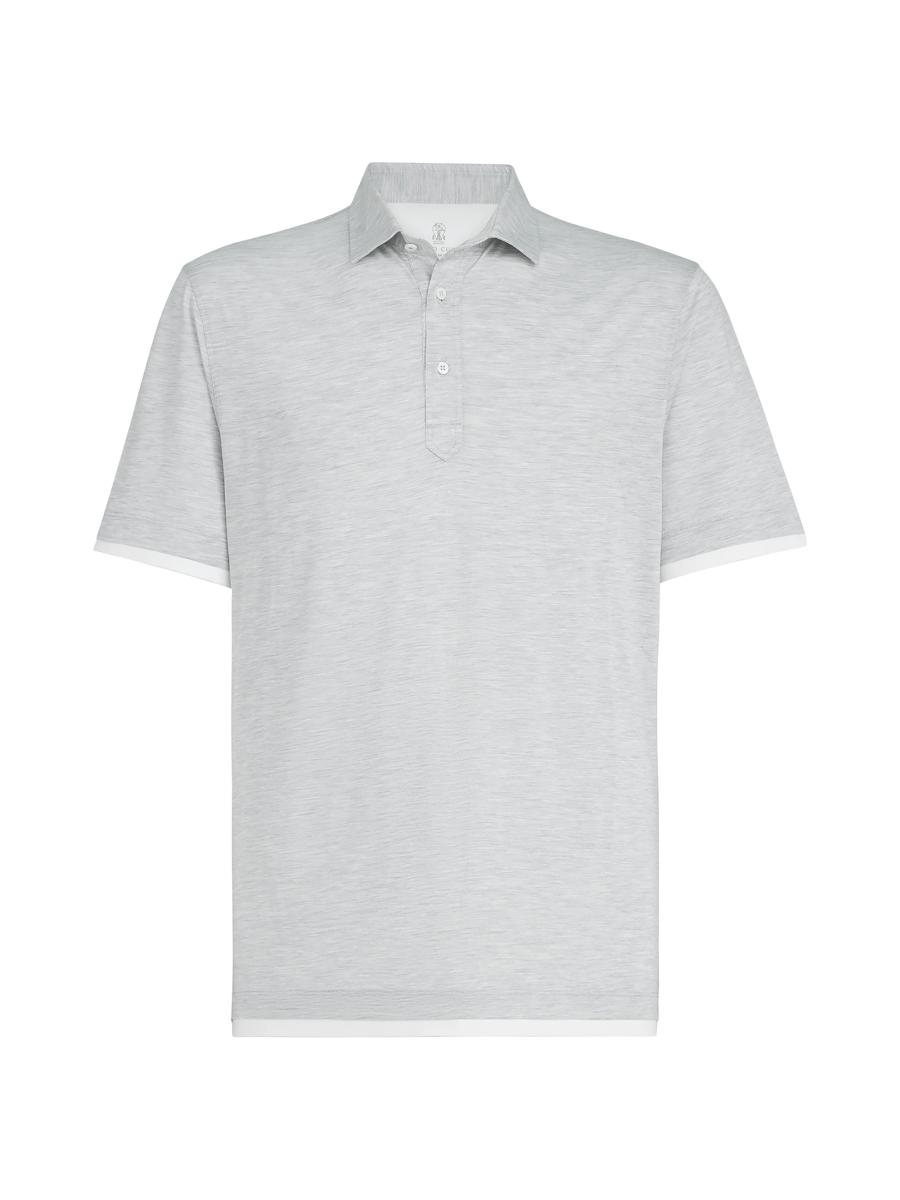 Brunello Cucinelli Silk and Cotton Jersey Shirt Style Collar Polo with ...