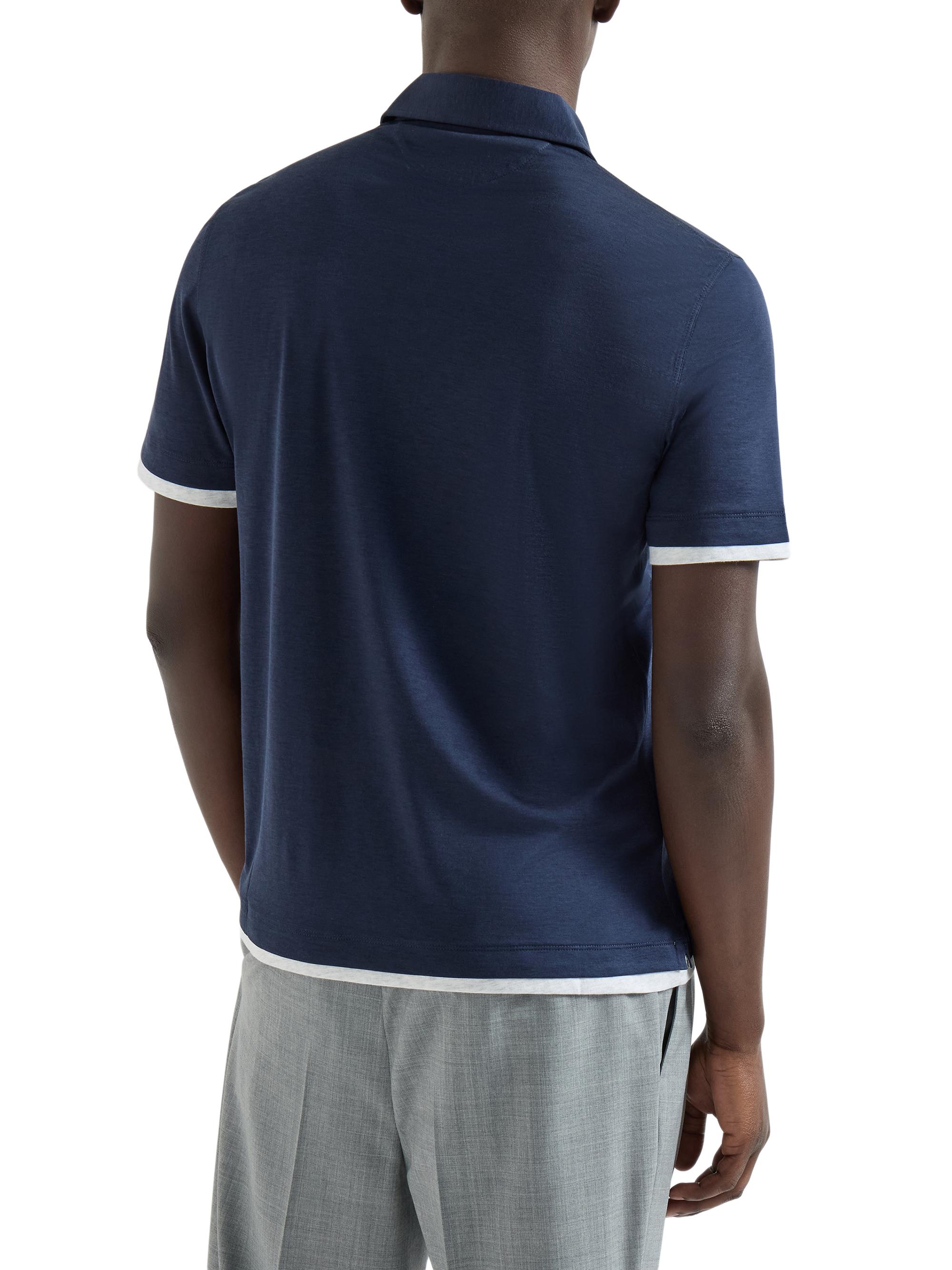 Brunello Cucinelli Silk and Cotton Jersey Shirt Style Collar Polo with ...