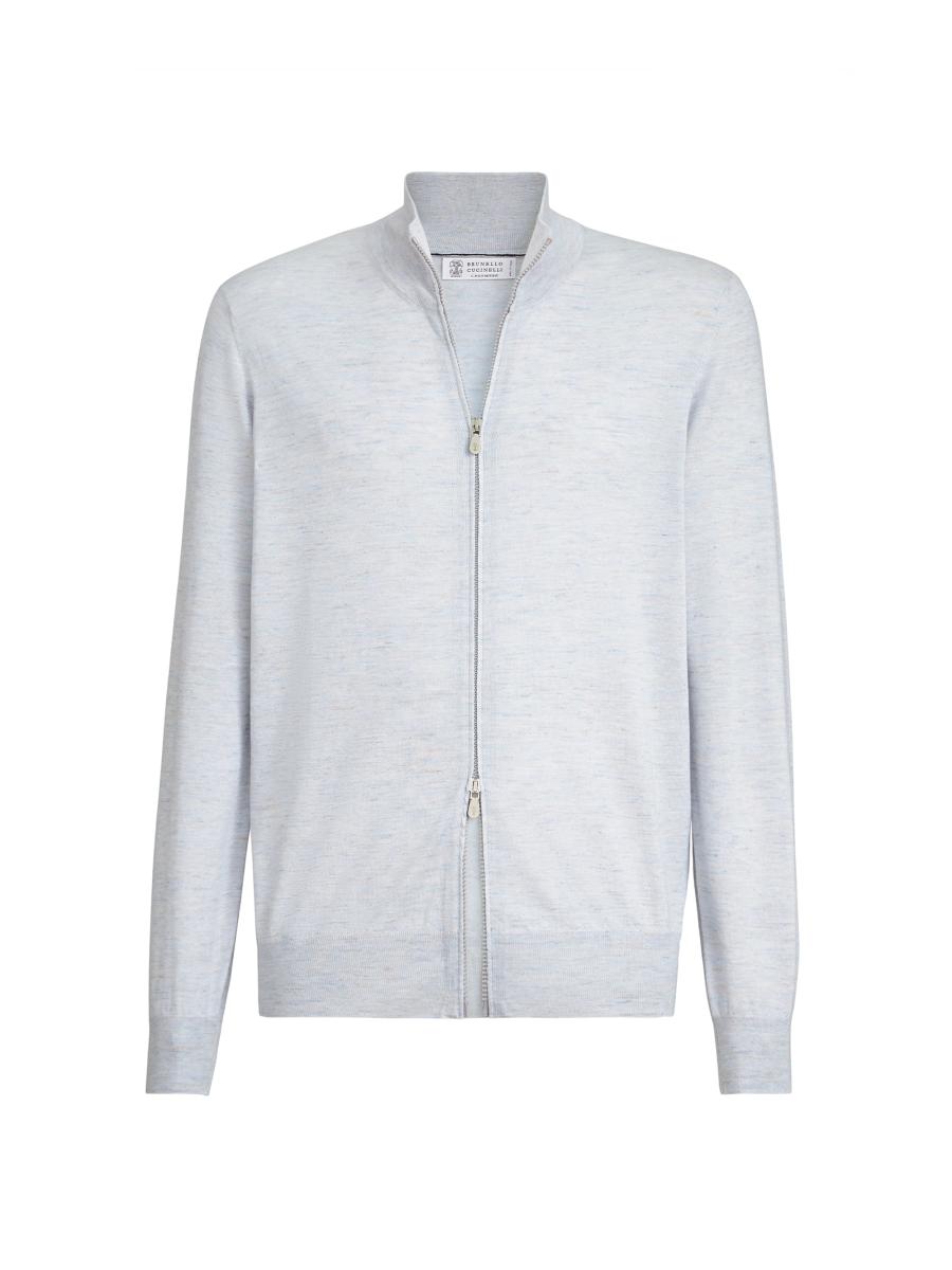 Brunello Cucinelli Lightweight Cashmere, Silk and Linen Cardigan with ...