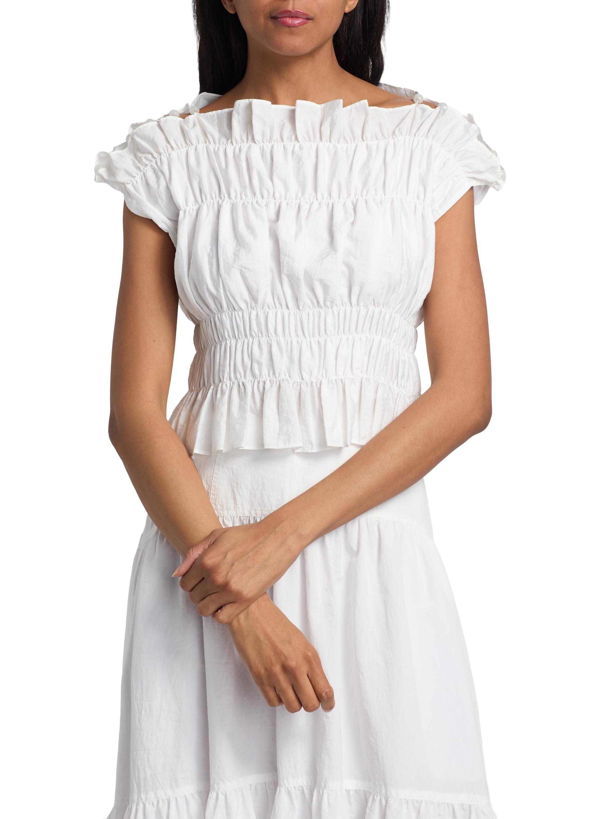 Cinq à Sept Evalina Gathered Ruffle Crop Top | Saks Fifth Avenue