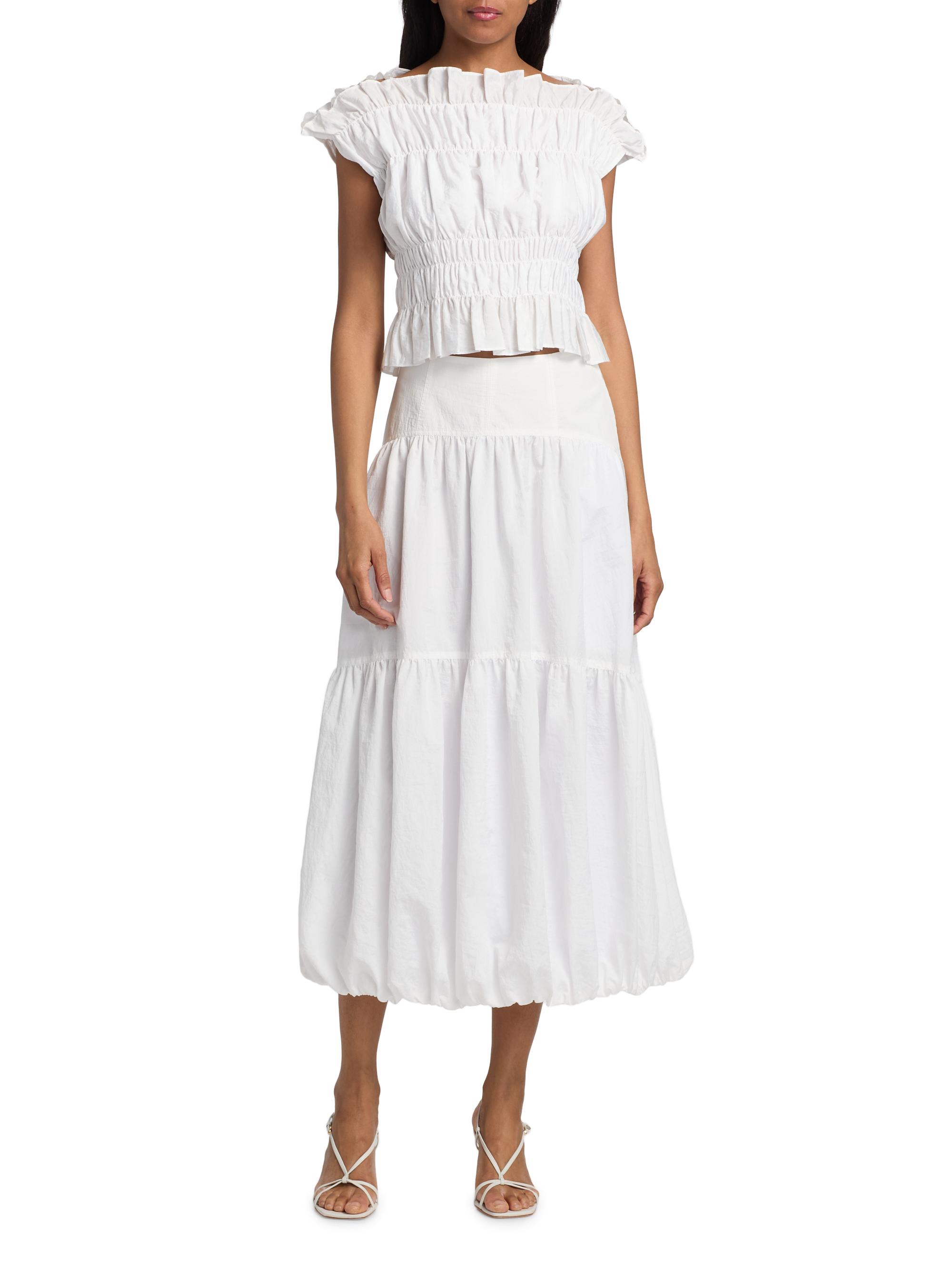Cinq à Sept Evalina Gathered Ruffle Crop Top | Saks Fifth Avenue