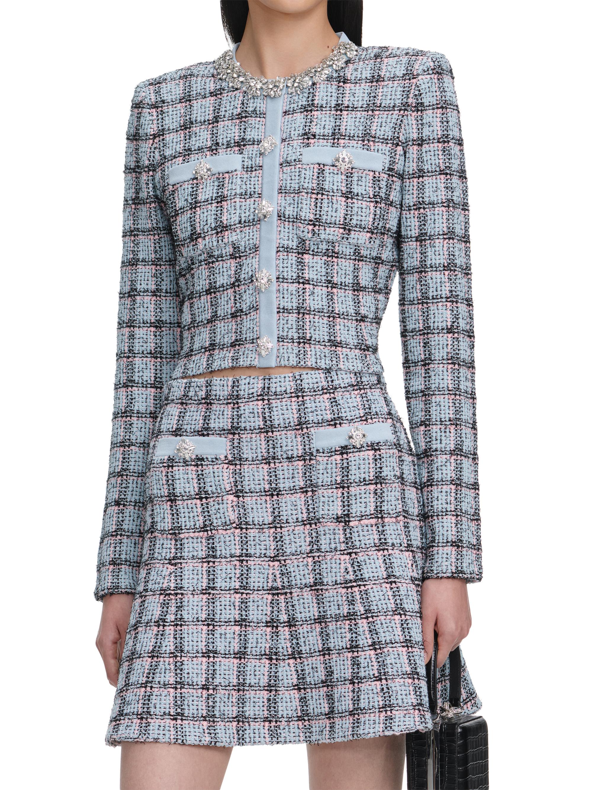 Self-Portrait Embellished Checked Cardigan | Saks Fifth Avenue