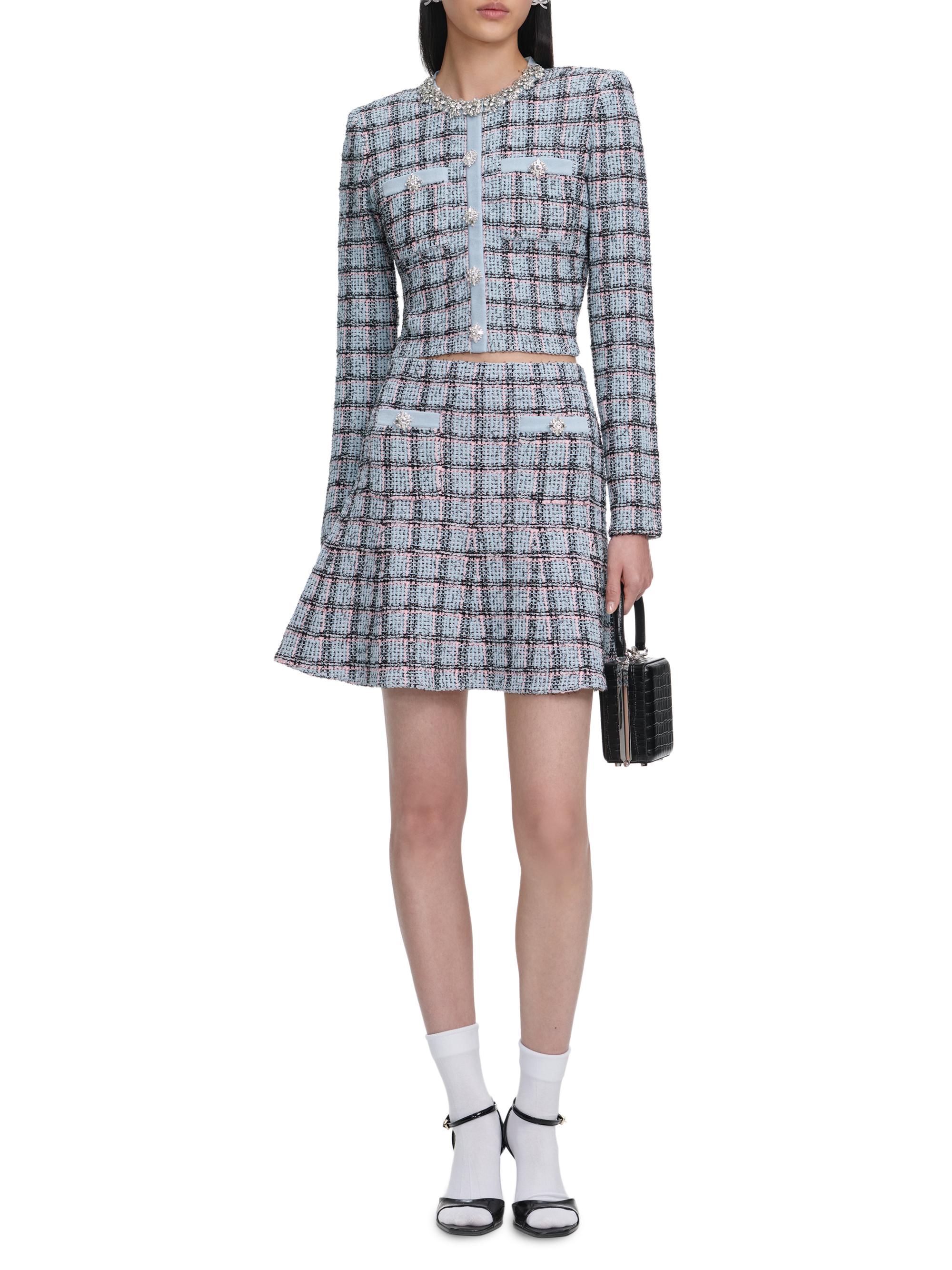 Self-Portrait Embellished Checked Cardigan | Saks Fifth Avenue
