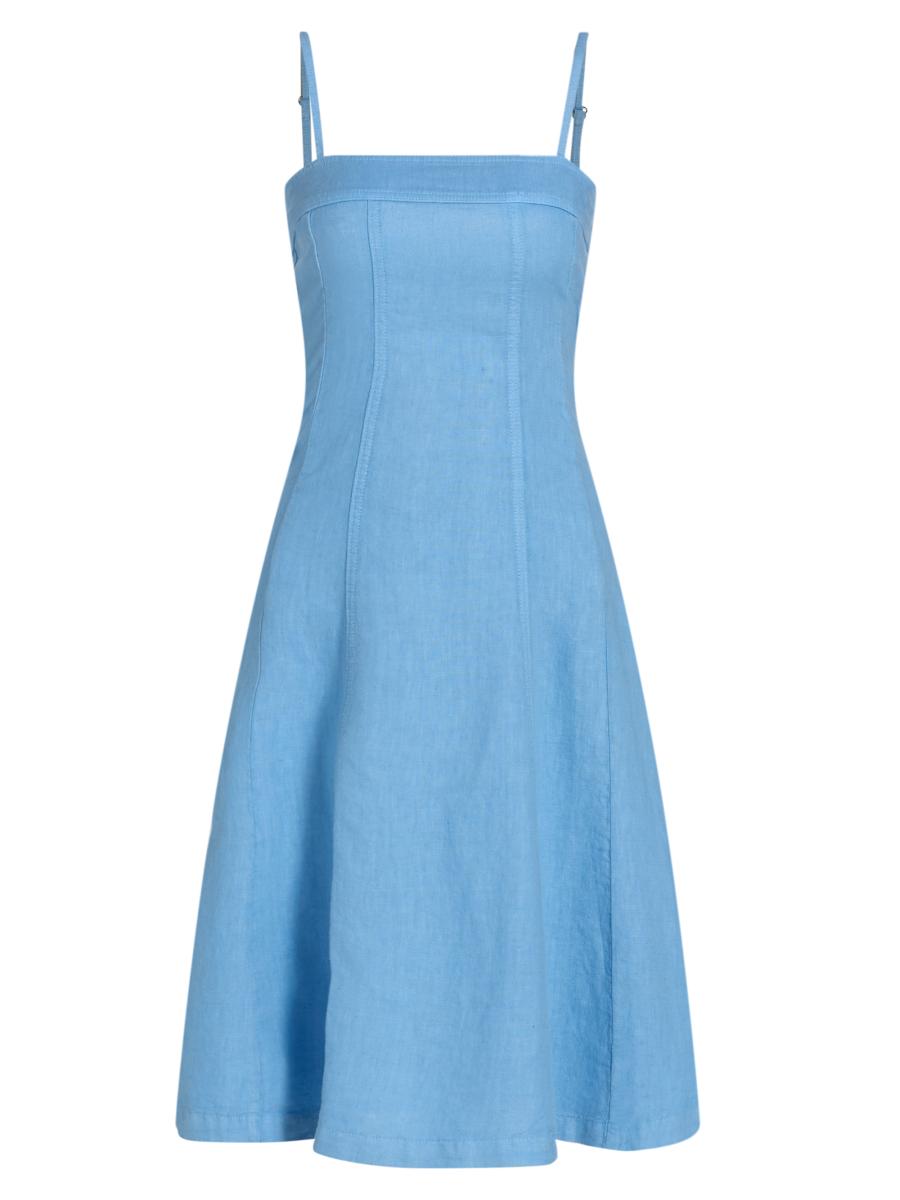 L'AGENCE Mitzy Linen Midi-Dress | Saks Fifth Avenue