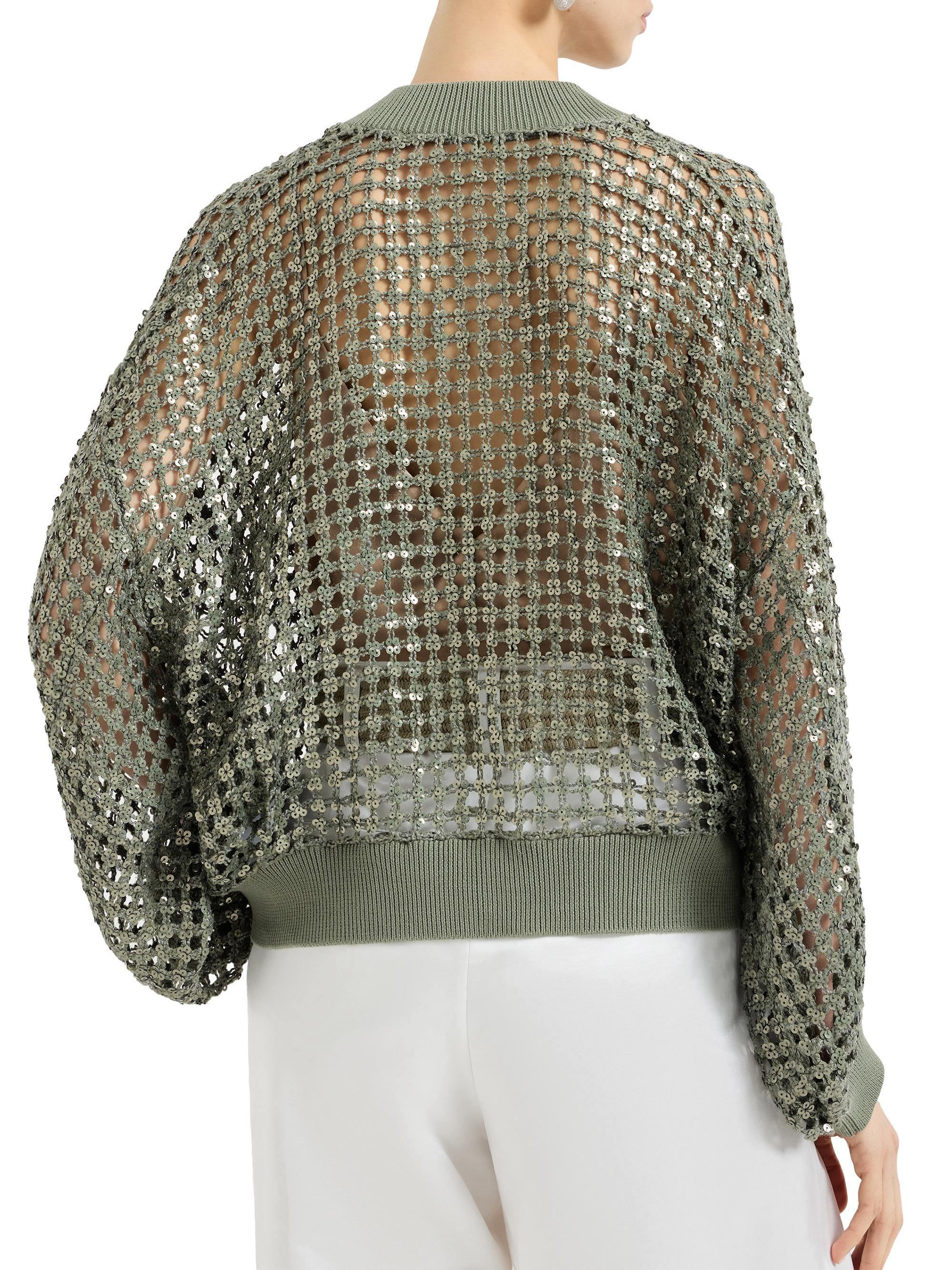 Brunello Cucinelli Dazzling Net Embroidery Cardigan in Silk and Linen ...