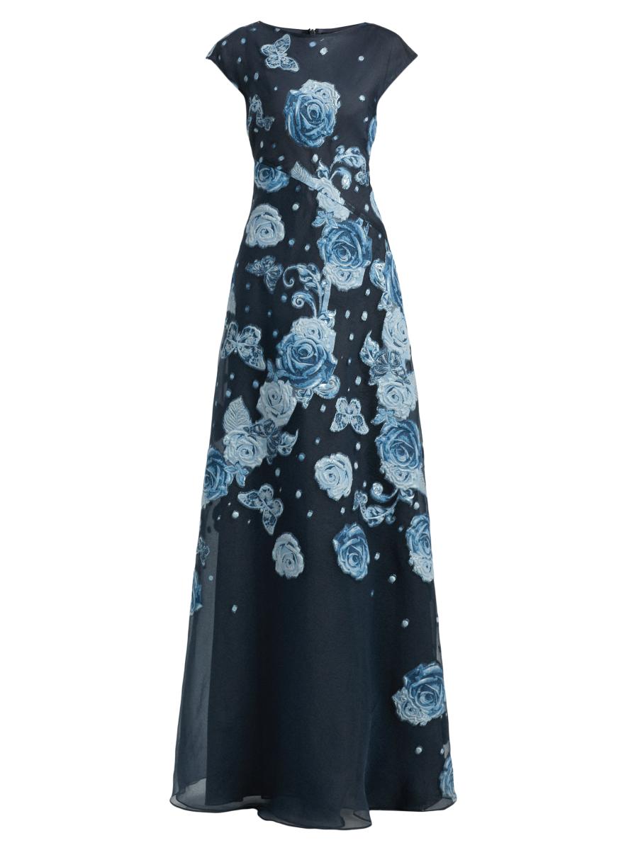 Teri Jon by Rickie Freeman Organza Jacquard Gown | Saks Fifth Avenue