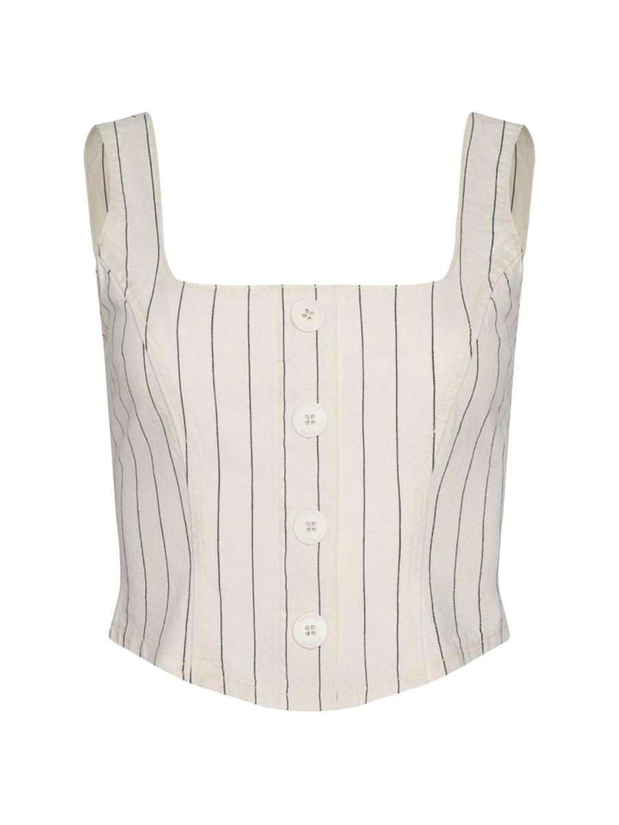 L'AGENCE Saga Pinstriped Cotton Tank | Saks Fifth Avenue