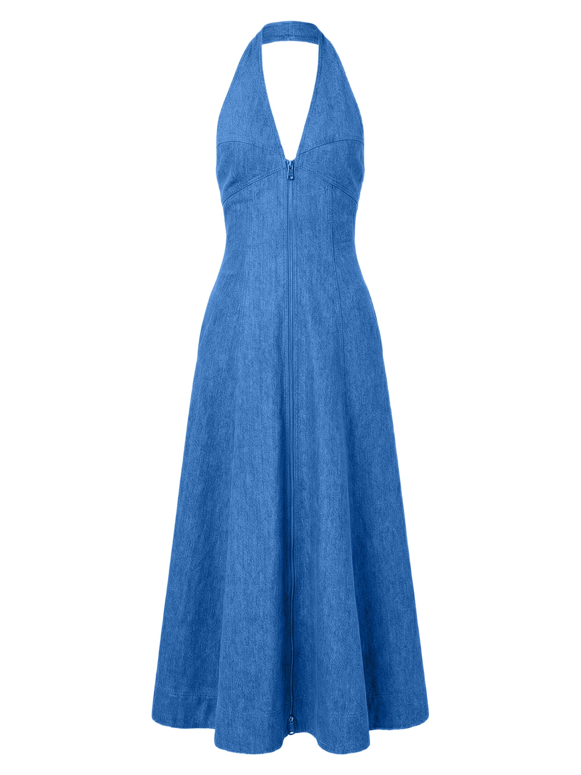 Nicholas the Label Elsa Halter Denim Maxi Dress | Saks Fifth Avenue