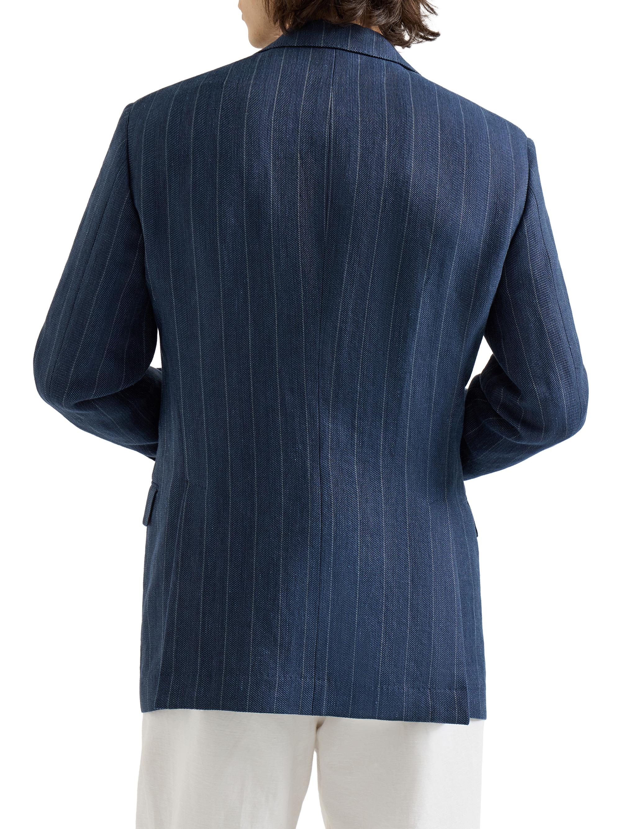 Brunello Cucinelli Hemp and Silk Chalk Stripe Chevron Tailor Blazer ...