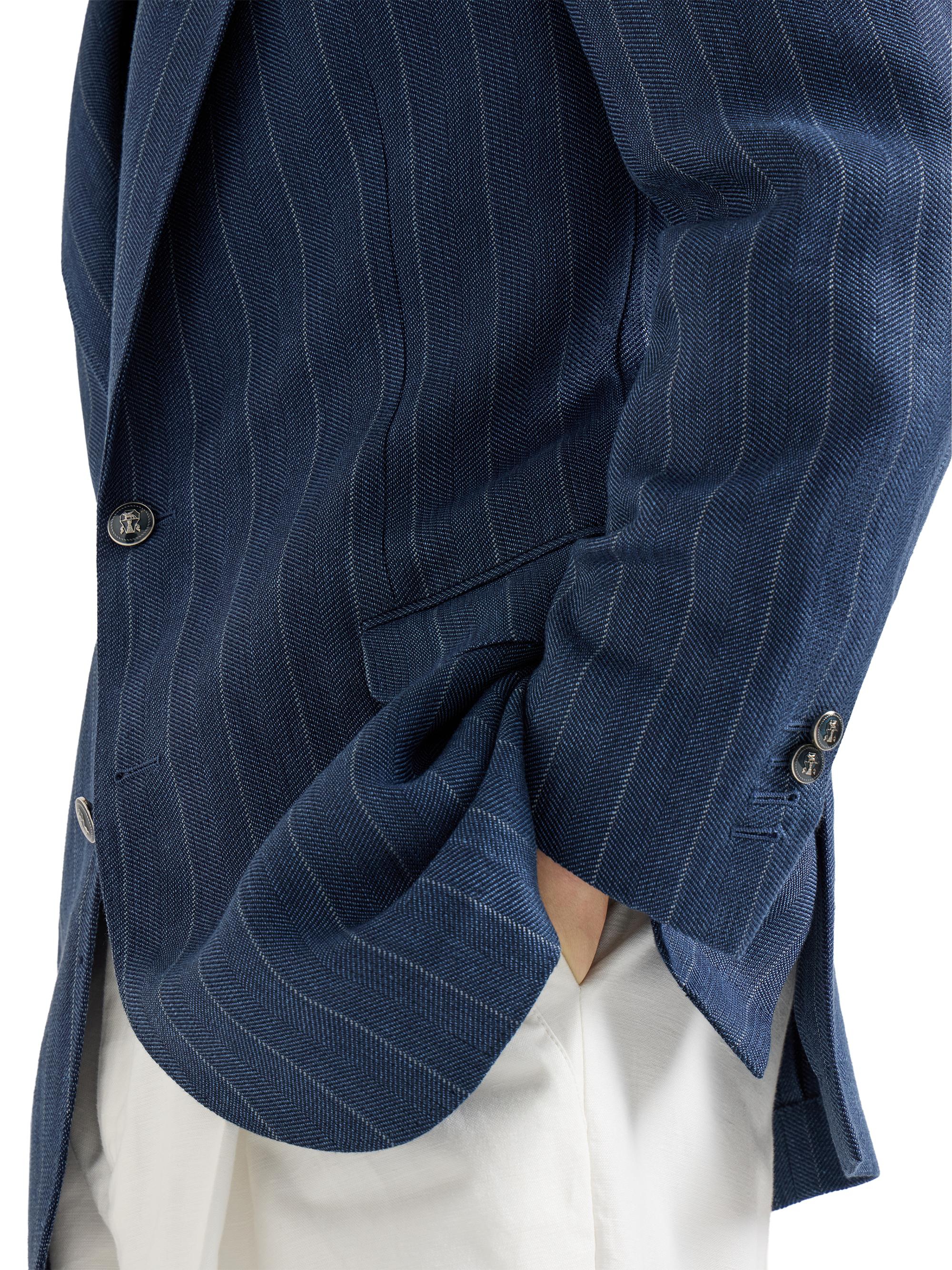 Brunello Cucinelli Hemp and Silk Chalk Stripe Chevron Tailor Blazer ...