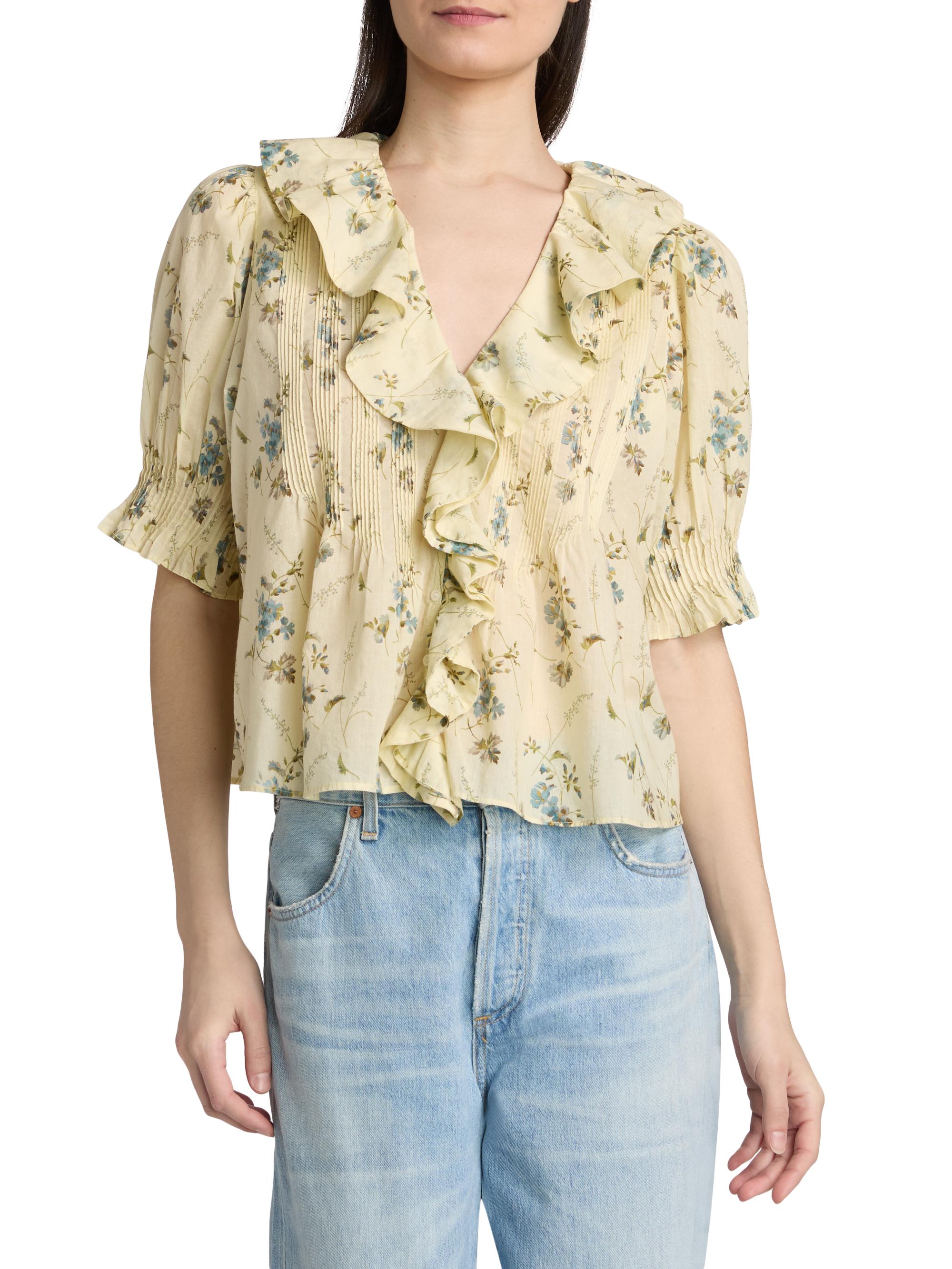 DÔEN Henri Floral Ruffle Top | Saks Fifth Avenue