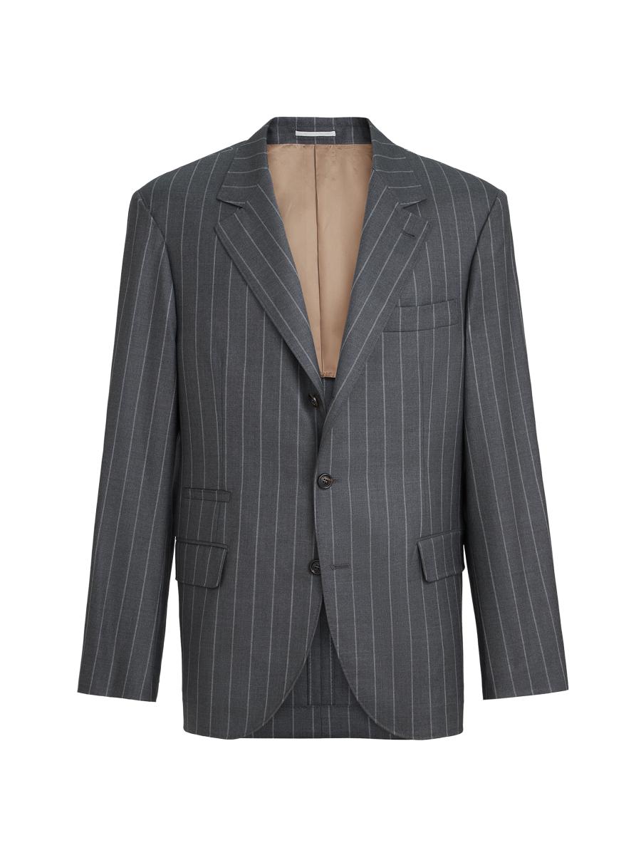 Brunello Cucinelli Super 150s Virgin Wool Wide Chalk Stripe Batavia ...