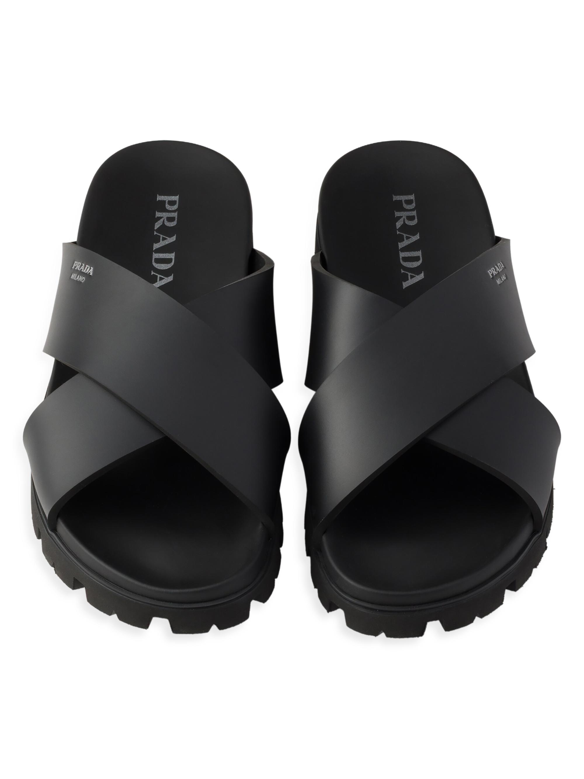 Prada Crisscross Rubber Slides | Saks Fifth Avenue