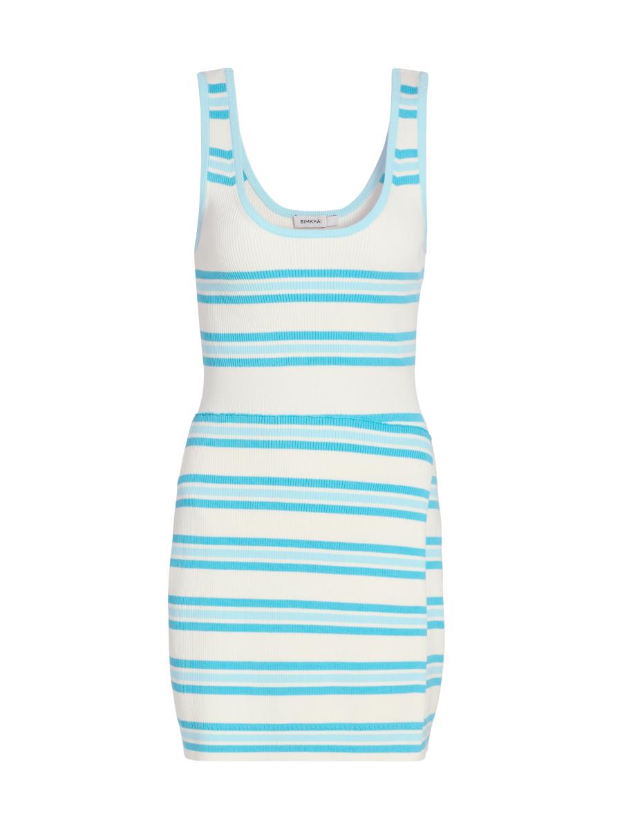 SIMKHAI Marston Striped Cotton-Blend Minidress | Saks Fifth Avenue