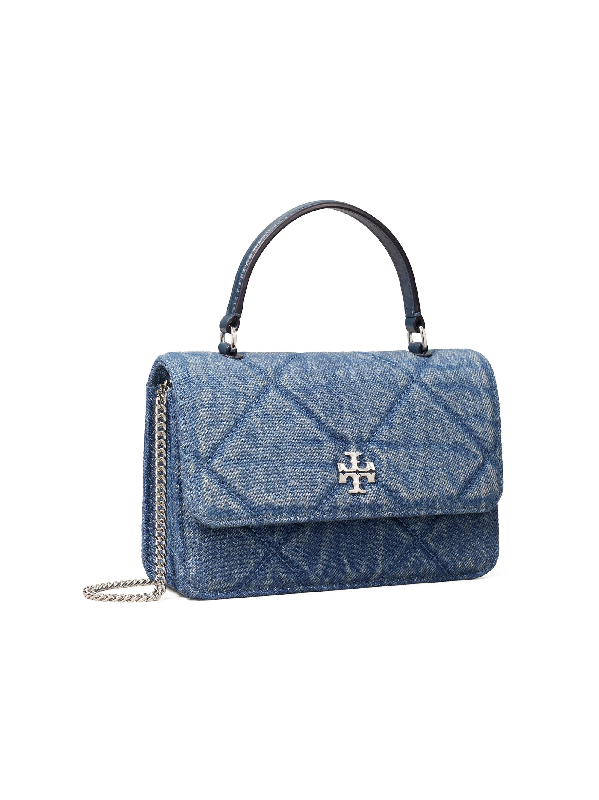 Tory Burch Kira Mini Diamond-Quilted Denim Top Handle Bag | Saks Fifth ...