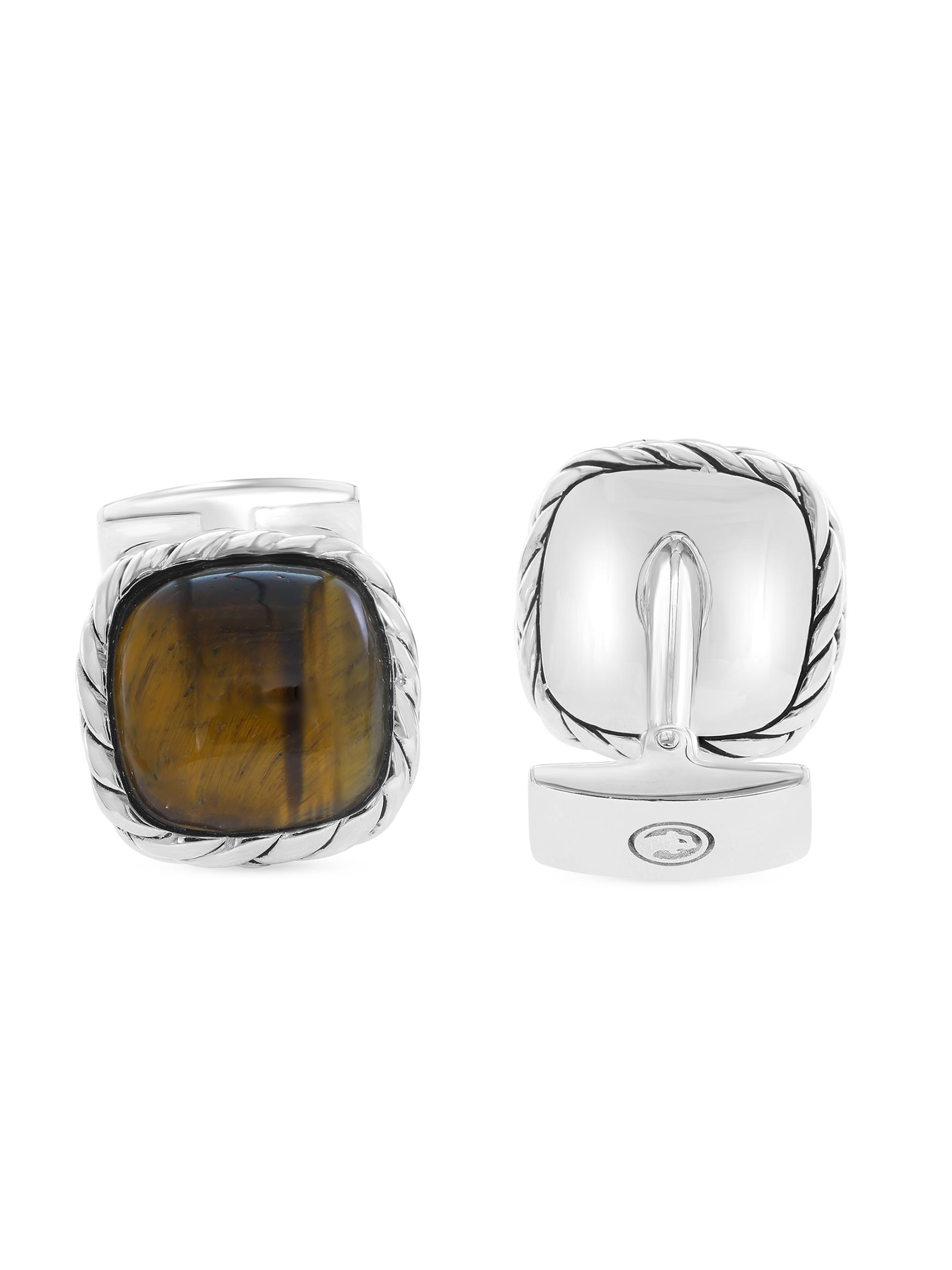 Saks Fifth Avenue Collection Sterling Silver & Tiger's Eye Cufflinks ...