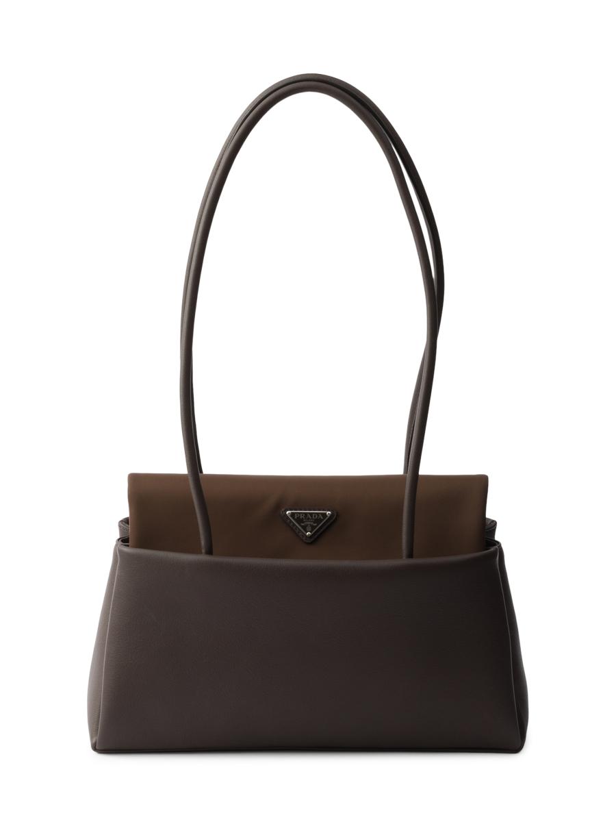 Prada Passage Medium Leather Shoulder Bag With Nylon Flap Saks Fifth
