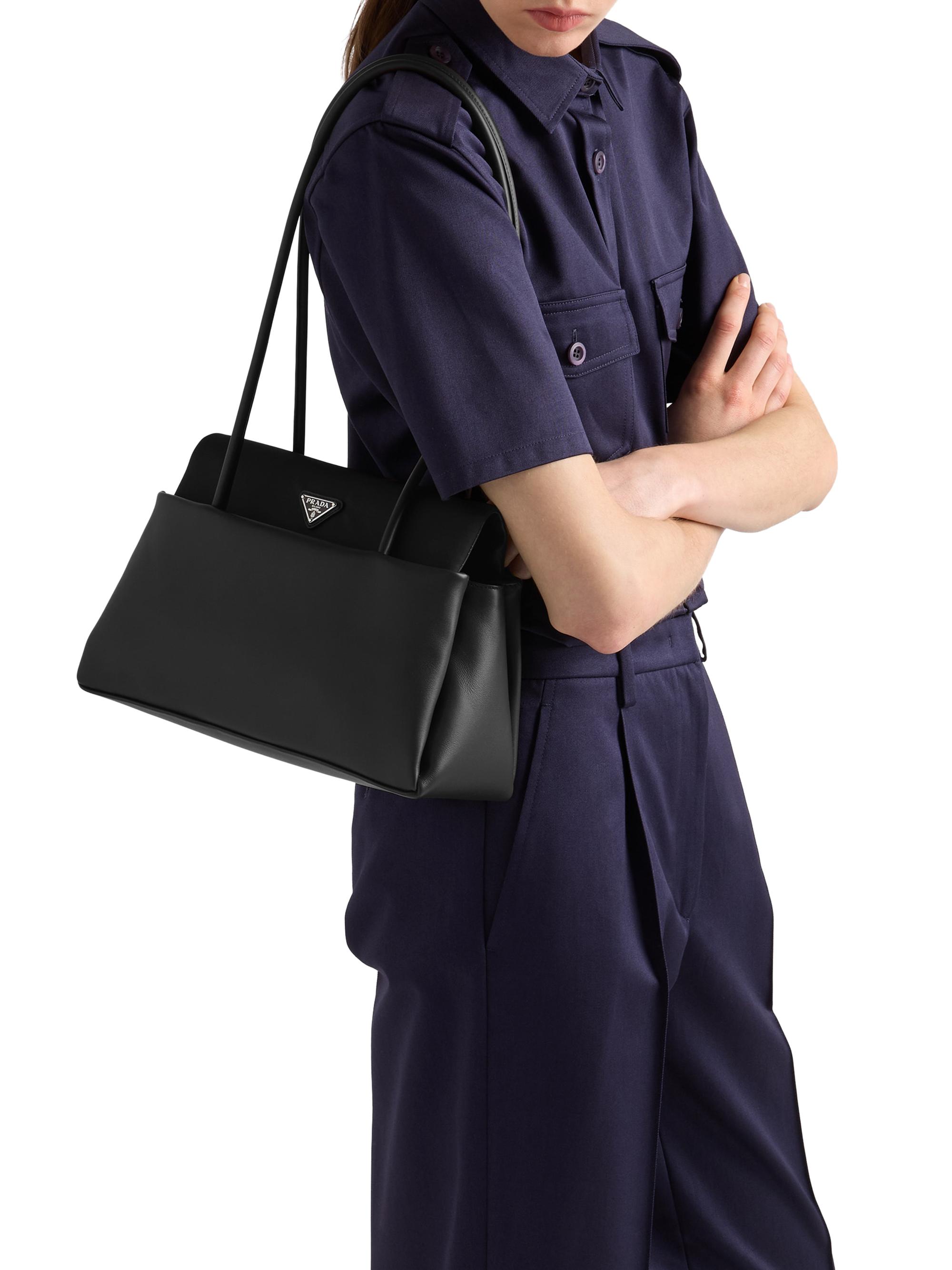 Prada Passage Medium Leather Shoulder Bag With Nylon Flap Saks Fifth