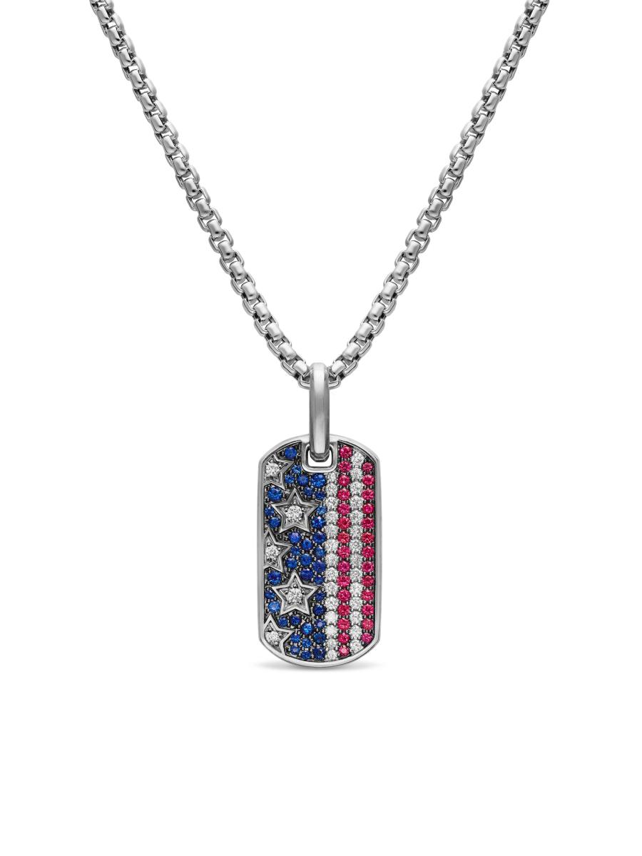 David Yurman Chevron American Flag Tag in Sterling Silver with ...