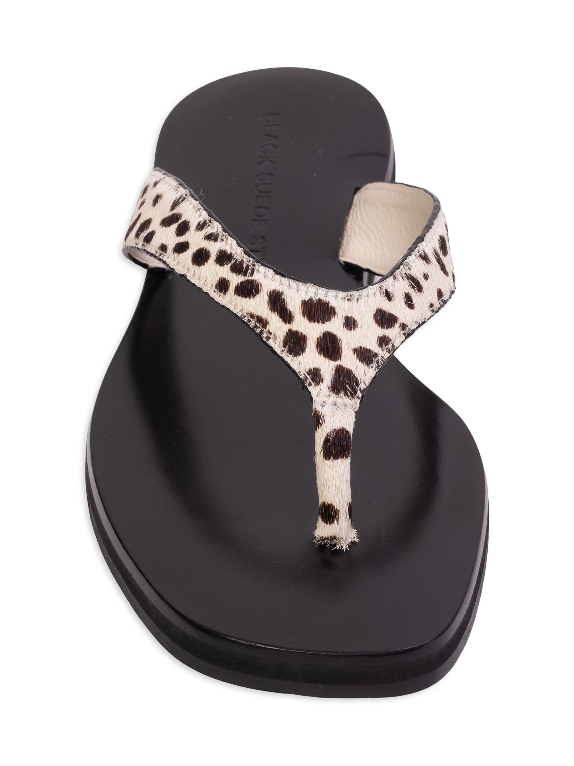 Black Suede Studio Bae Pony Hair Sandals | Saks Fifth Avenue