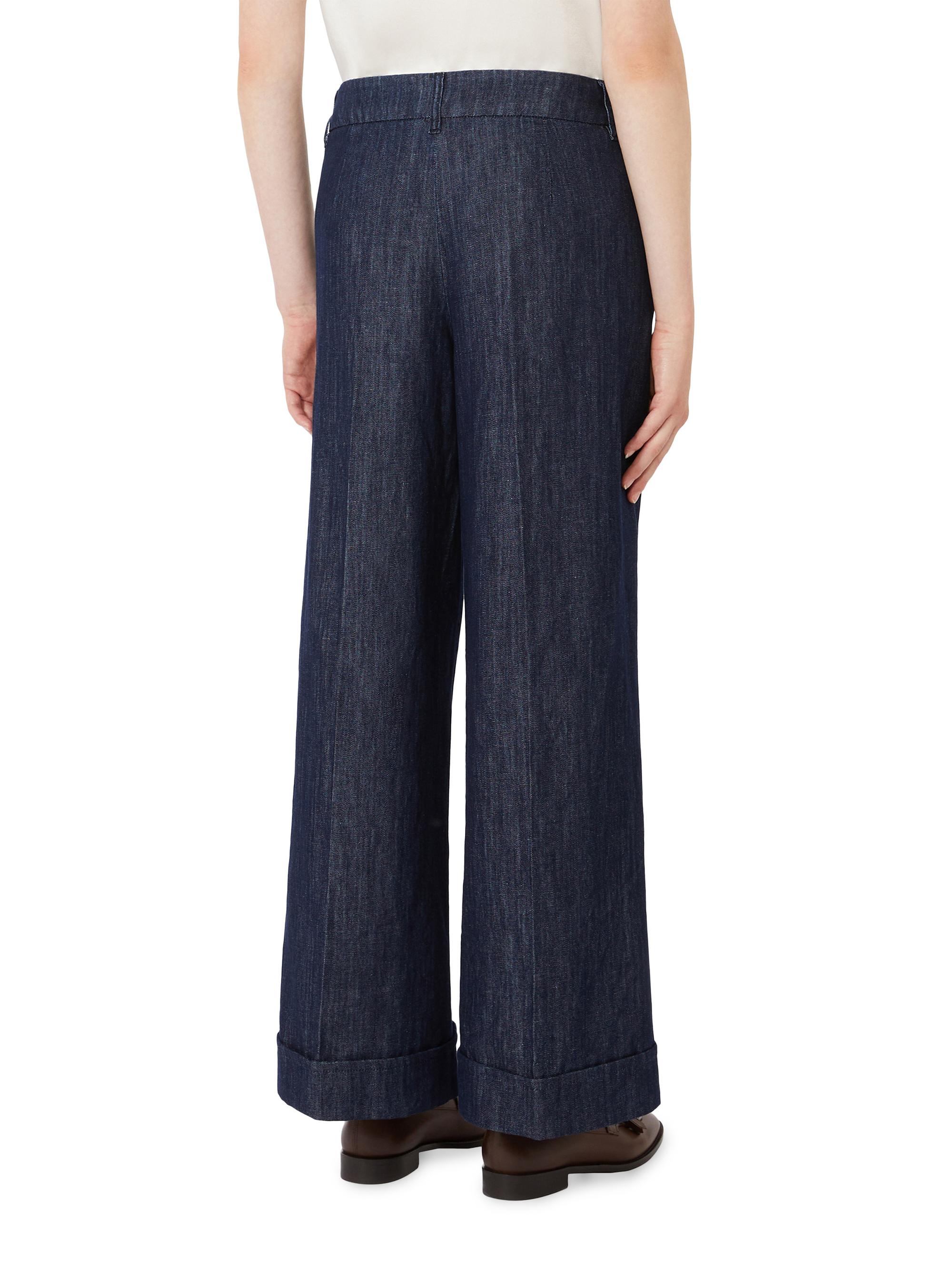Max Mara Straight Fit Cotton and Linen Denim Trousers | Saks Fifth Avenue