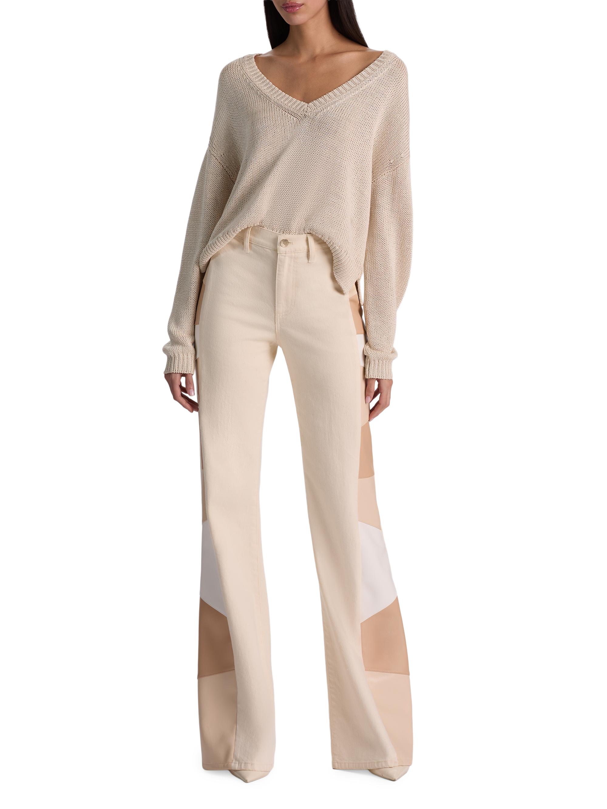 ALICE + OLIVIA Beautiful Faux-Leather High-Rise Patchwork Jeans | Saks ...