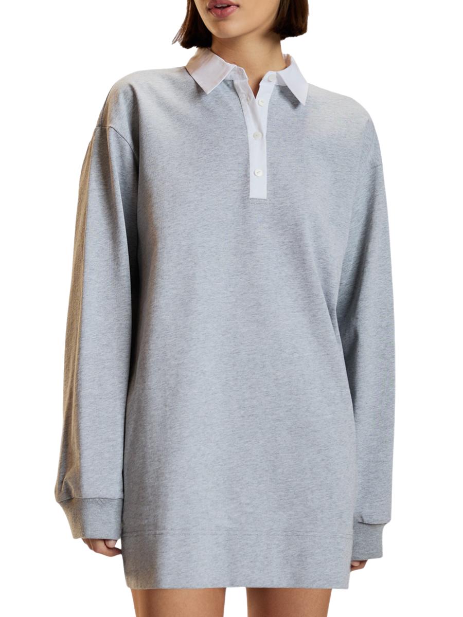 Cynthia Rowley Ardie Rugby Contrast-Collar Cotton Minidress | Saks ...