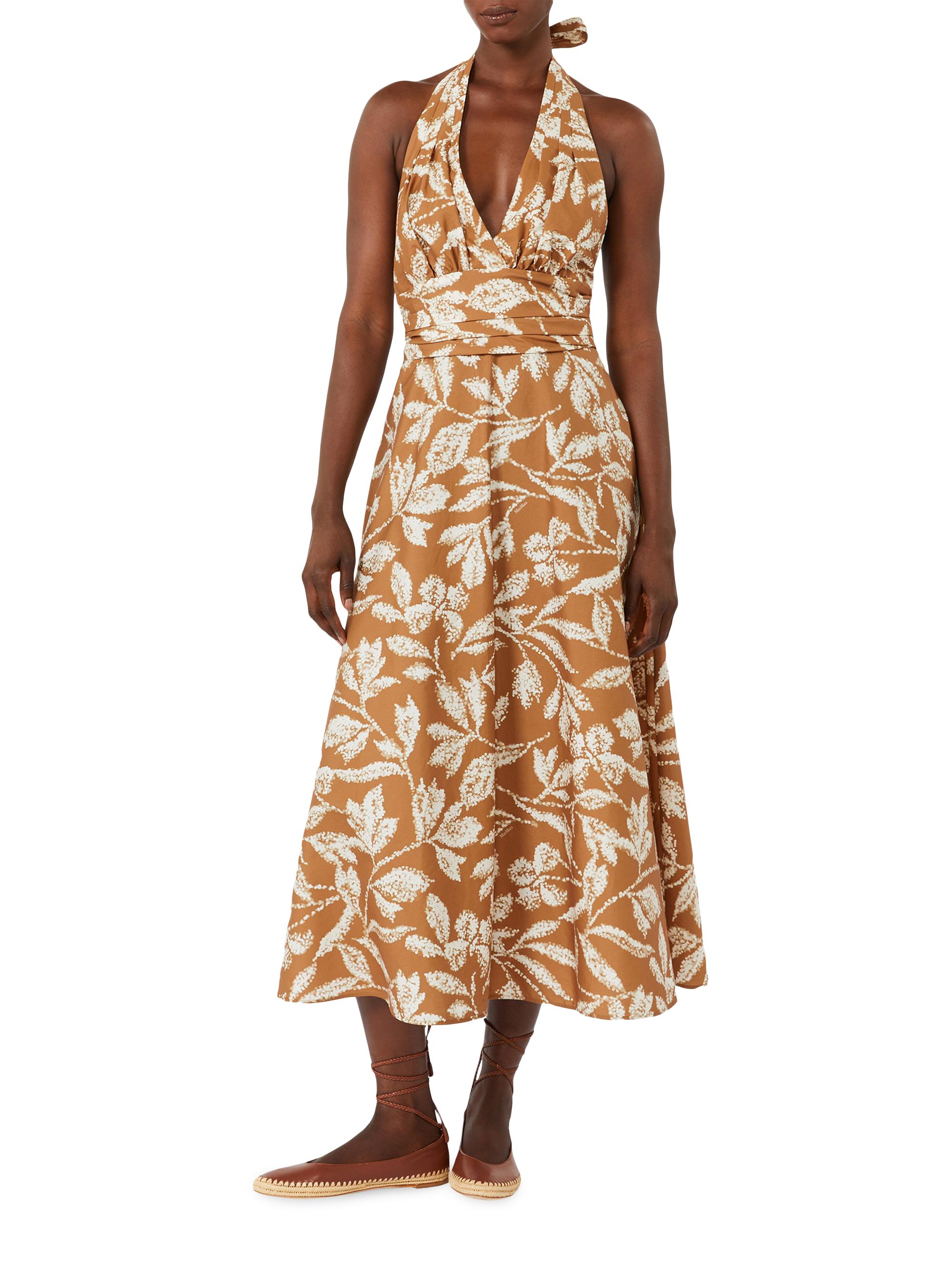 Max Mara Long Dress in Printed Poplin | Saks Fifth Avenue